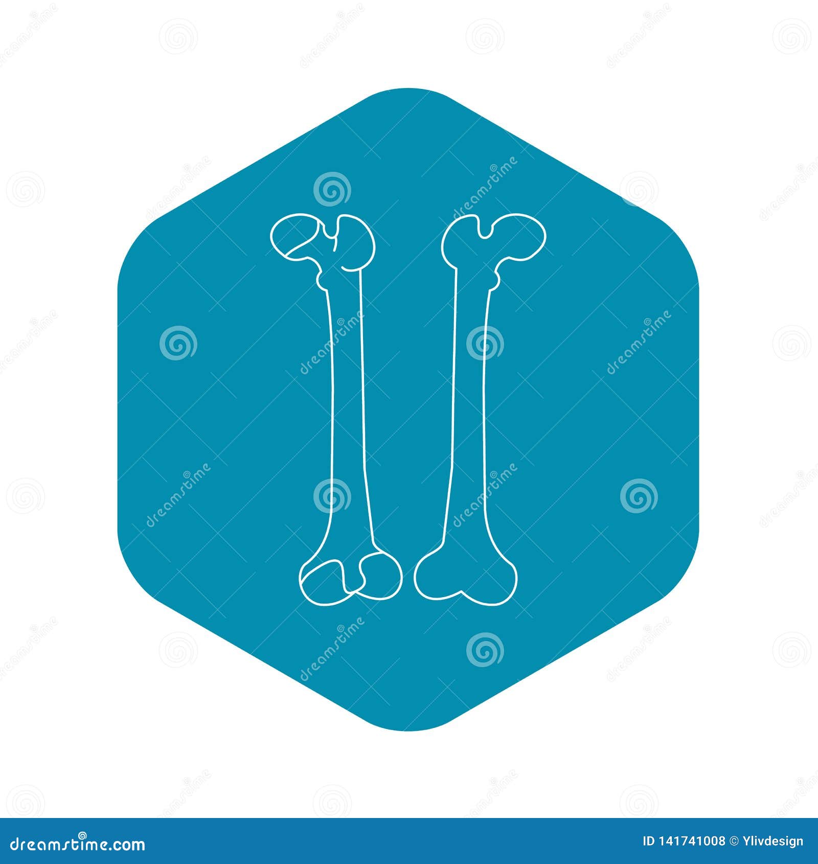 Bone icon, outline style stock vector. Illustration of fracture - 141741008