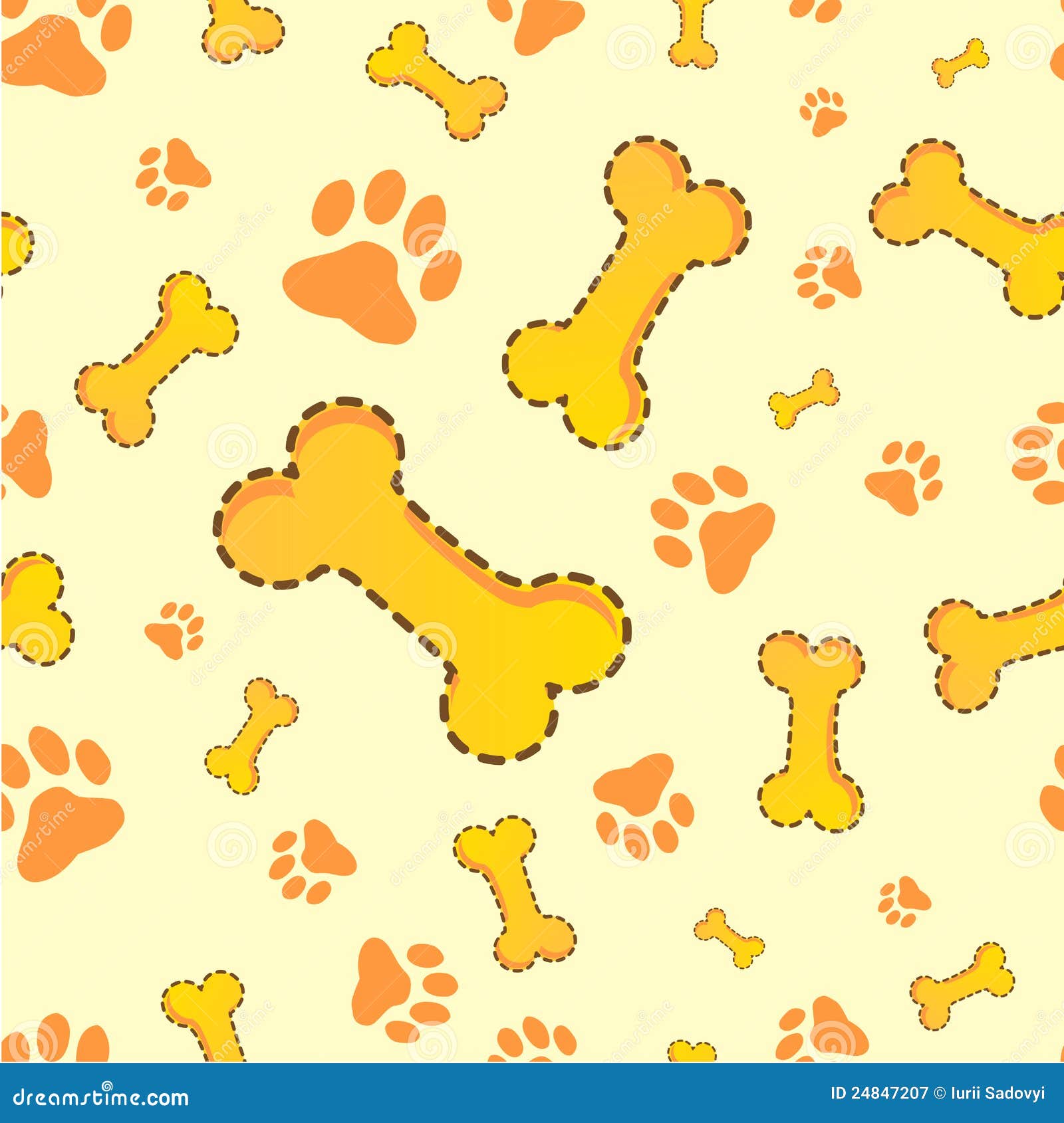 Bone and paw dog texture stock illustration. Illustration of decorative ...