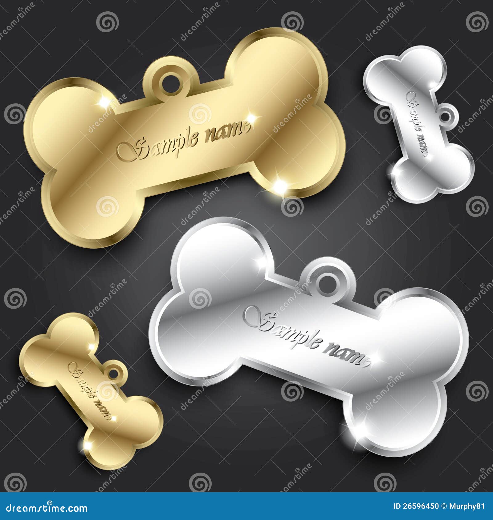 Bone Pendant for Dog Collar Stock Vector - Illustration of luxury, bone ...