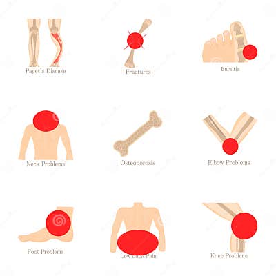 Bone Problem Icons Set, Cartoon Style Stock Vector - Illustration of ...