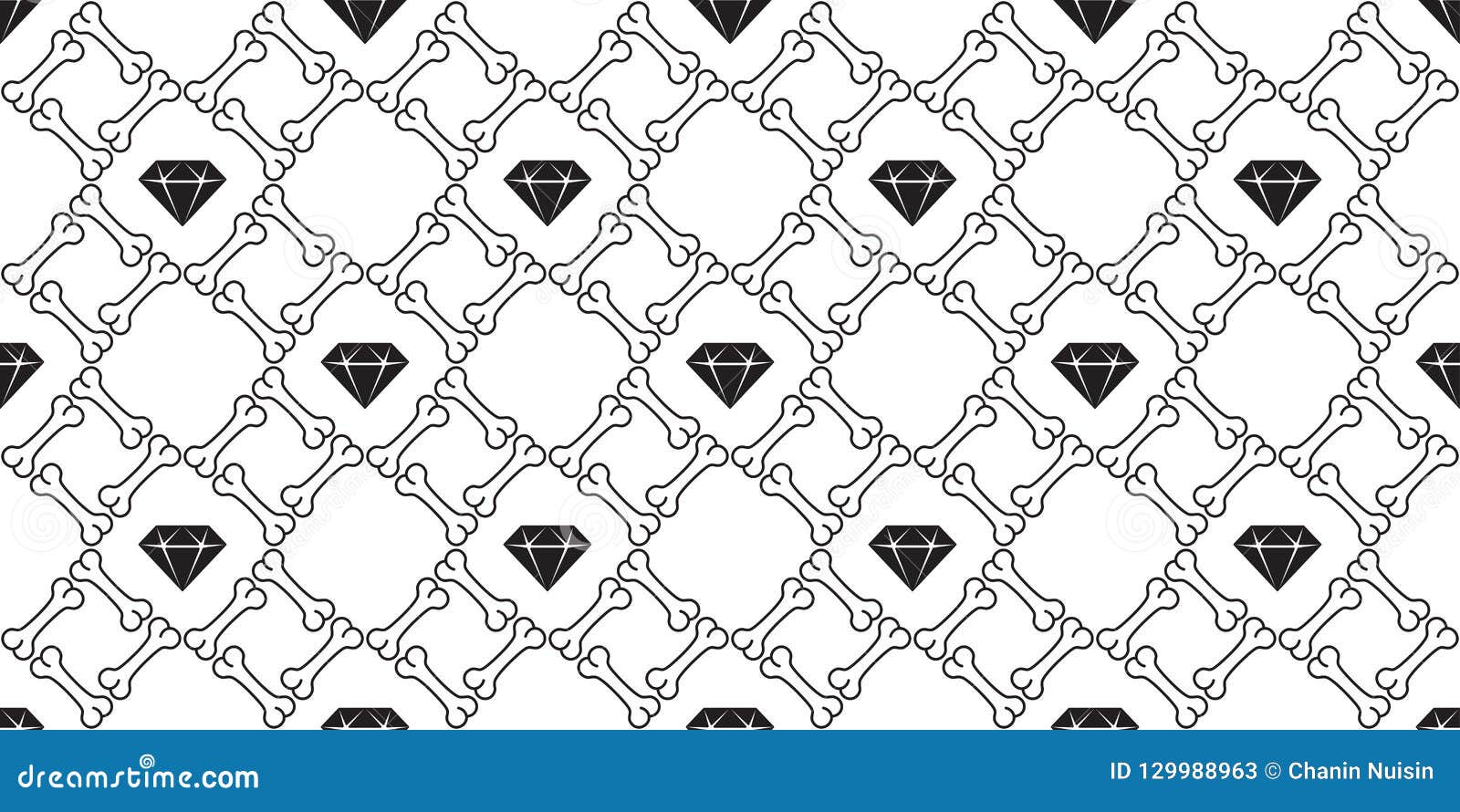 Bone Seamless Pattern Diamond Gem Halloween Pirate Scarf Isolated Tile ...