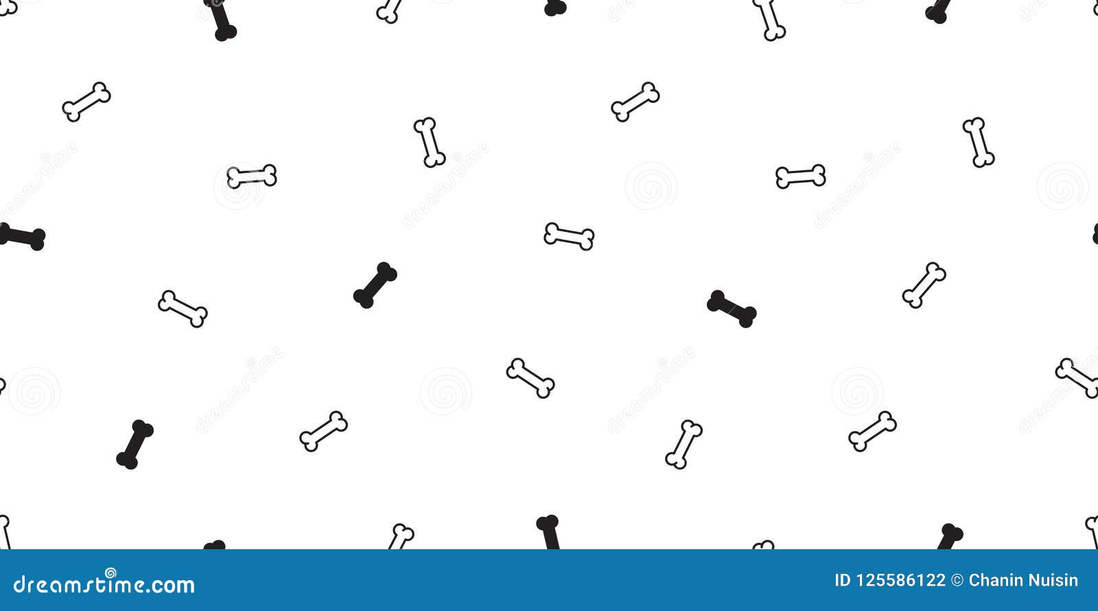 Bone Seamless Pattern Dog Bone Isolated Vector White Background ...