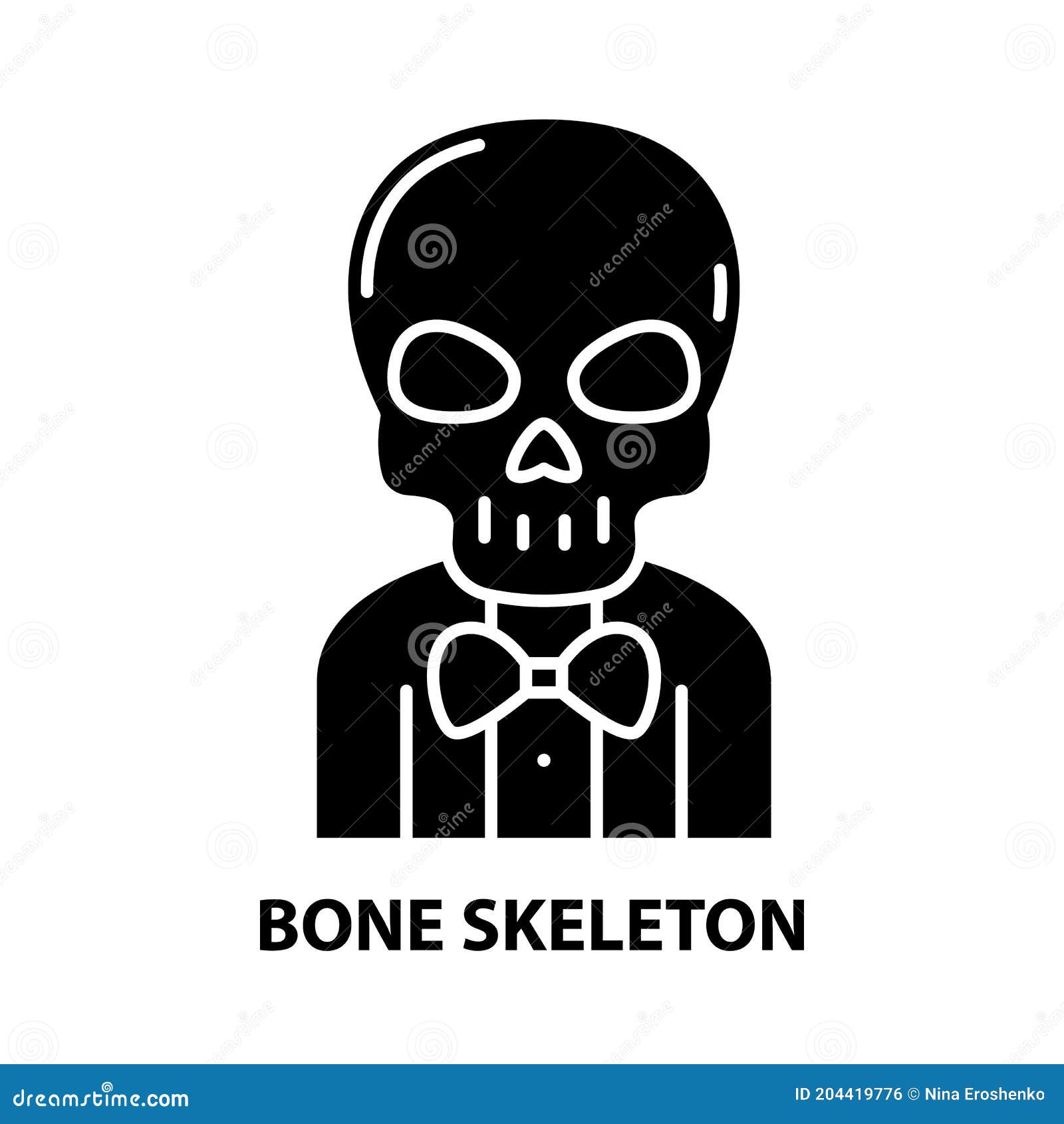 Bone Skeleton Icon, Black Vector Sign with Editable Strokes, Concept ...
