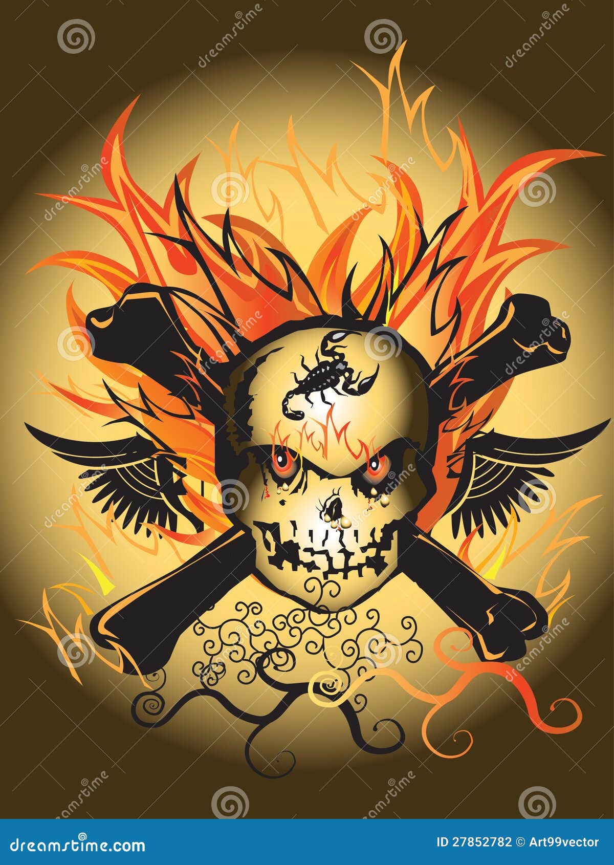 Bone skull fire stock illustration. Illustration of skull - 27852782
