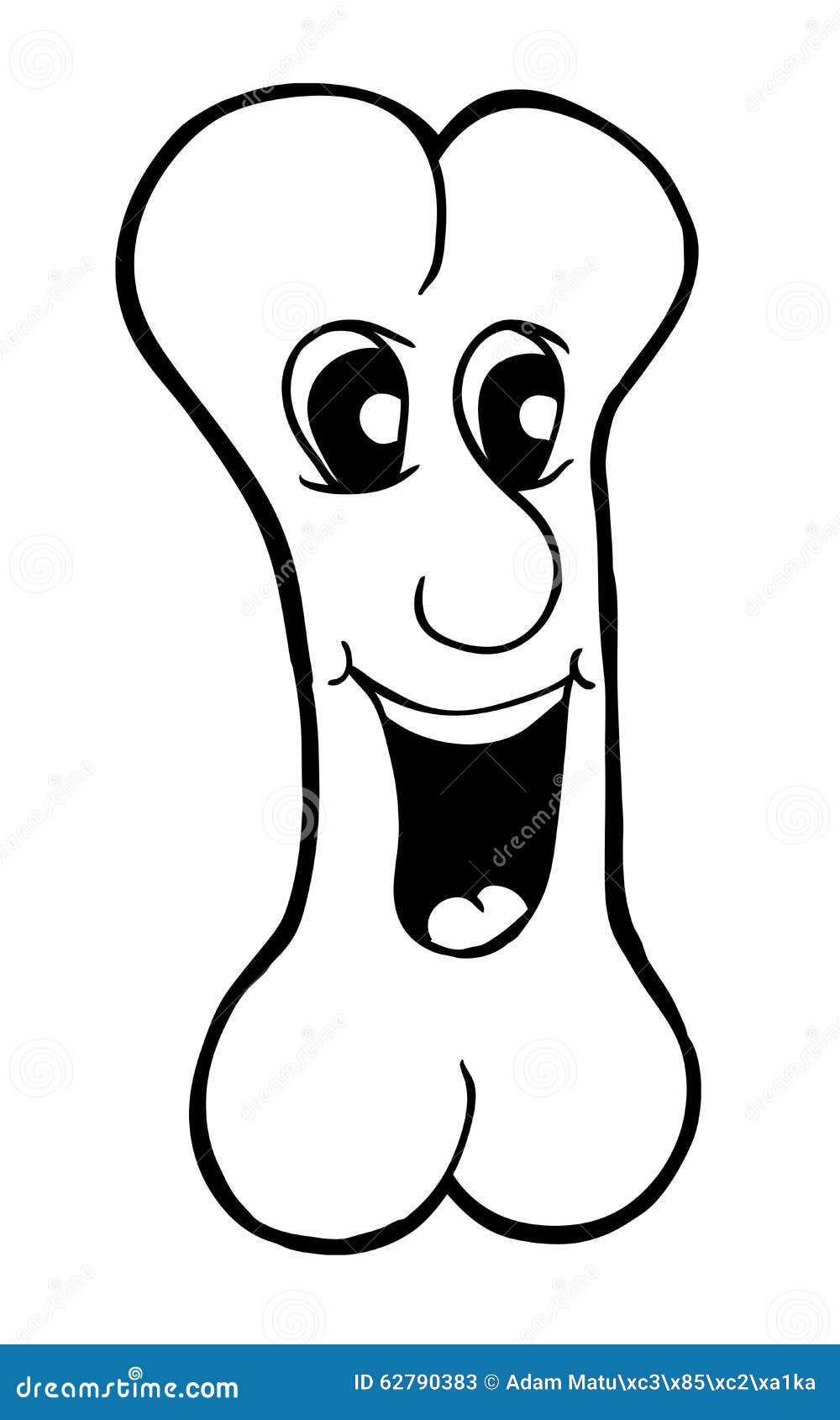 Bone with smile stock vector. Illustration of draw, colouring - 62790383