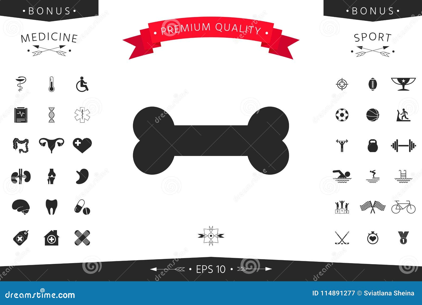 Bone symbol icon stock vector. Illustration of symbol - 114891277