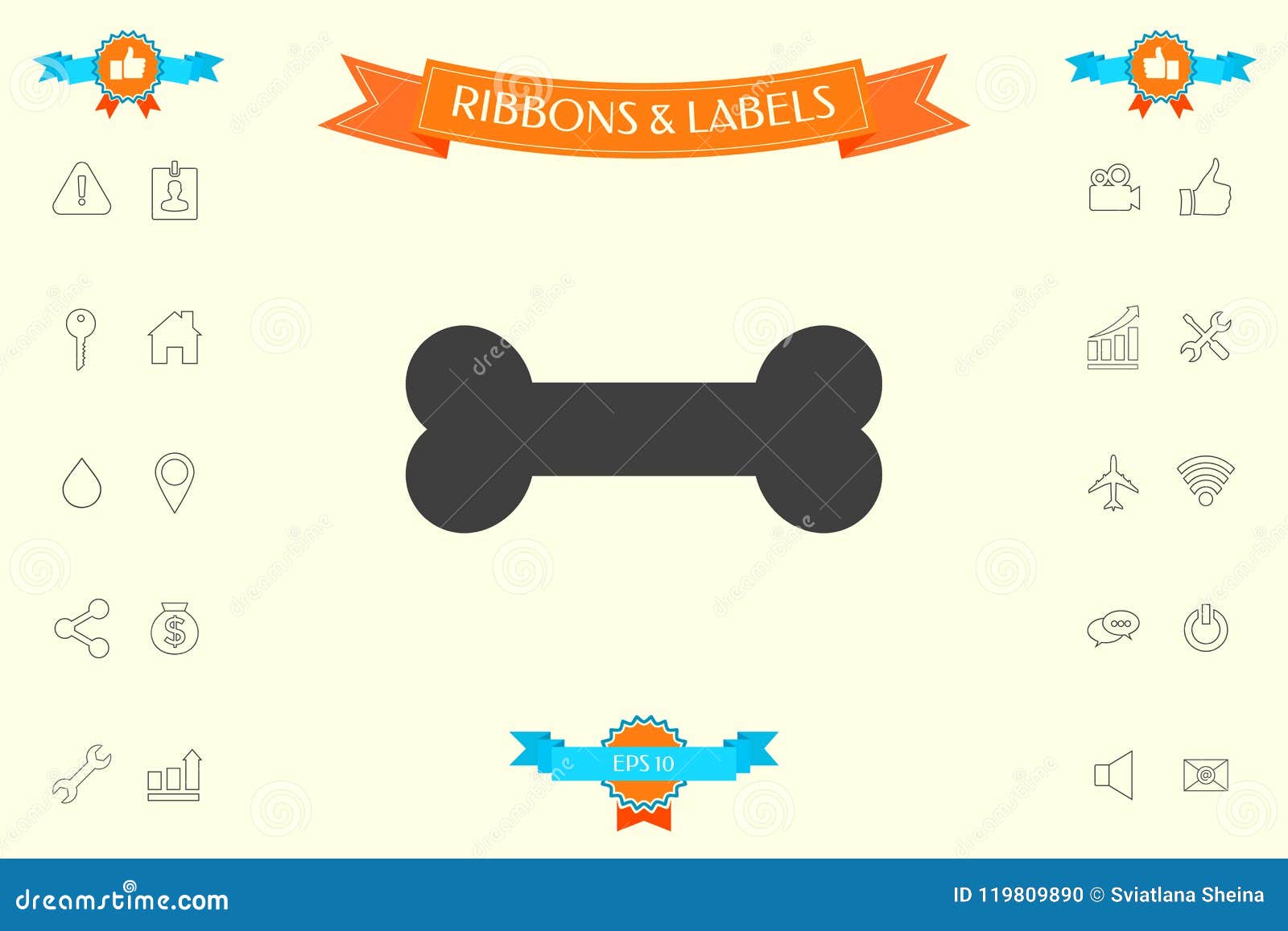 Bone symbol icon stock vector. Illustration of meal - 119809890