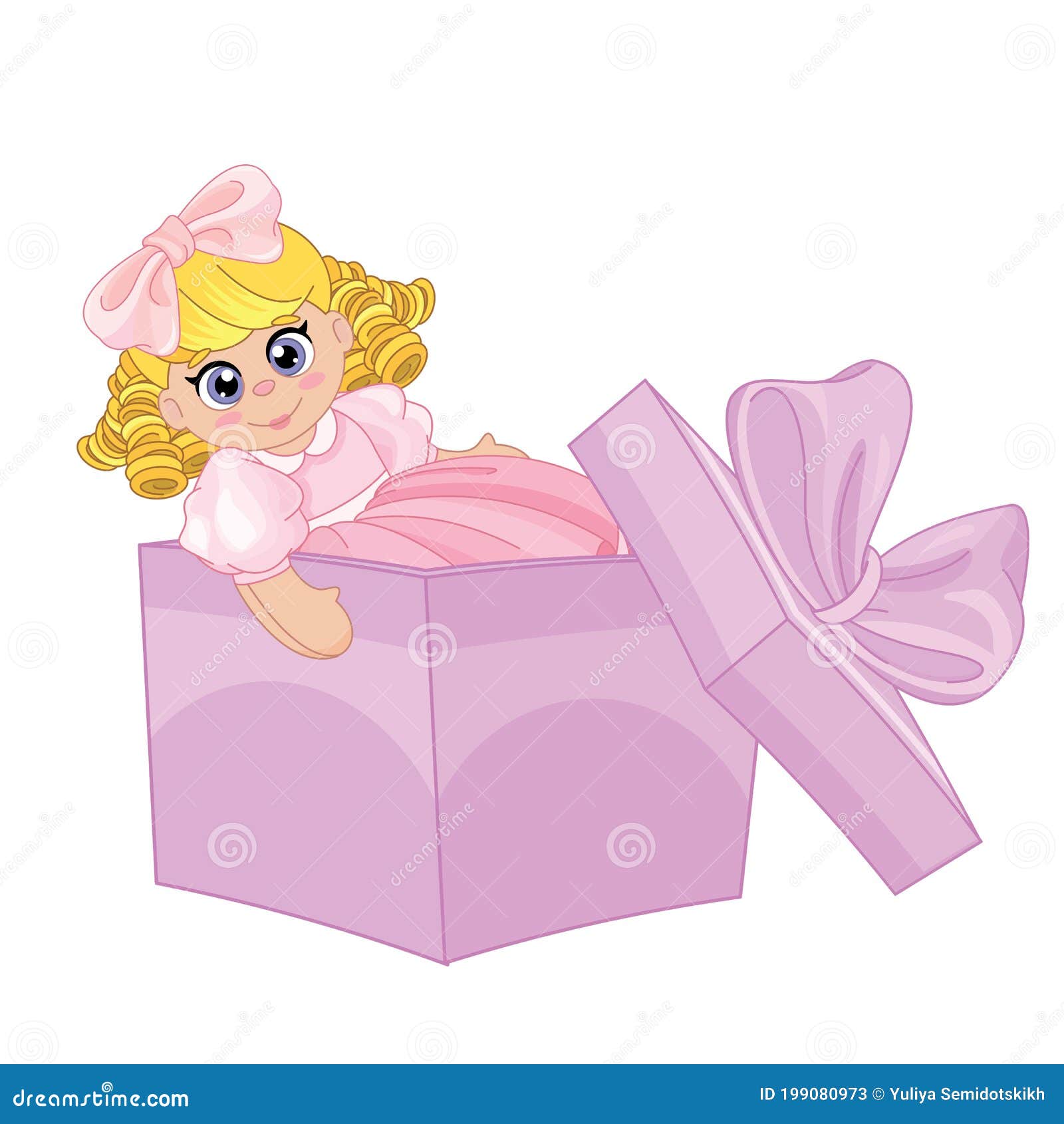 Boneca Numa Caixa De Presentes Ilustração do Vetor - Ilustração de xmas ...
