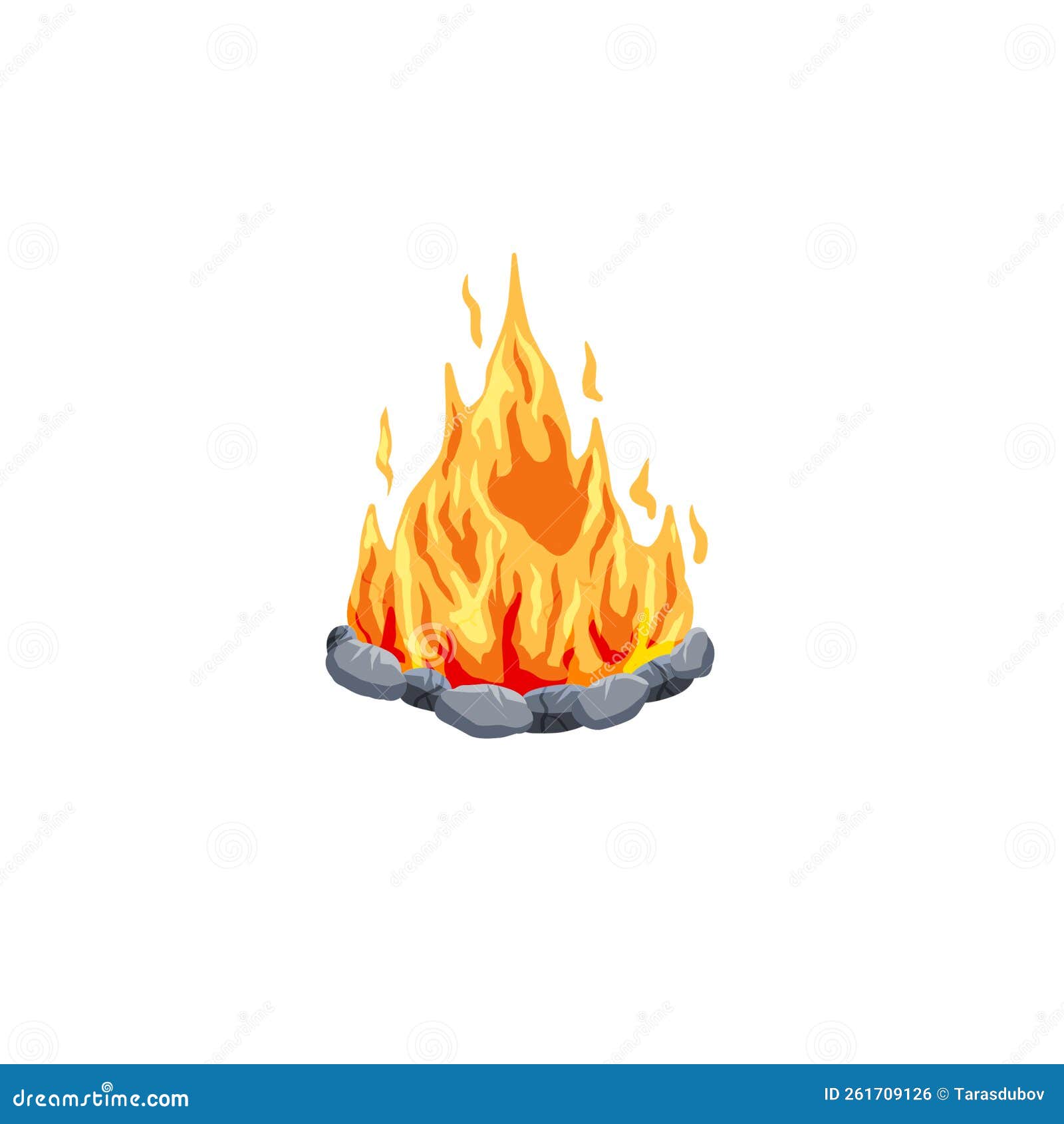 Bonefire Or Campfire. Orange Fire And Flame. Vector Illustration ...