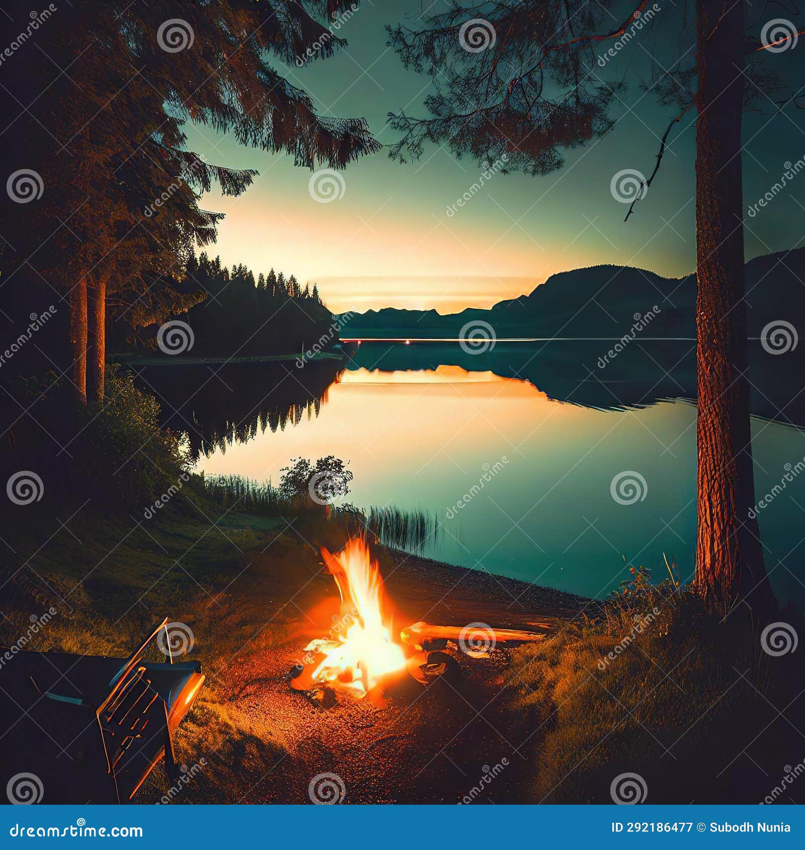 Bonefire Camping in Forest at Night, Hiking Night Bone Fire on Holiday ...