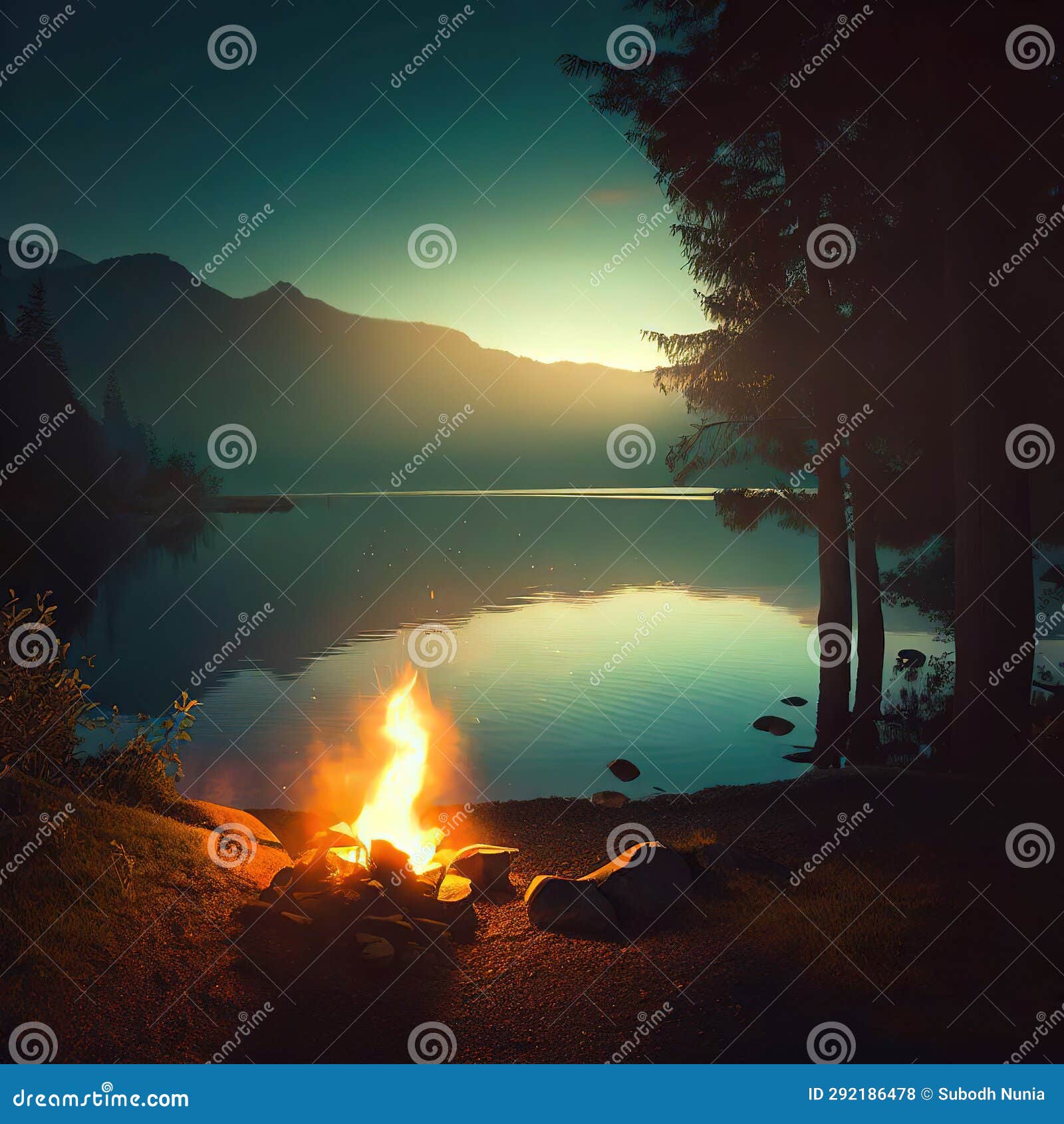 Bonefire Camping in Forest at Night, Hiking Night Bone Fire on Holiday ...