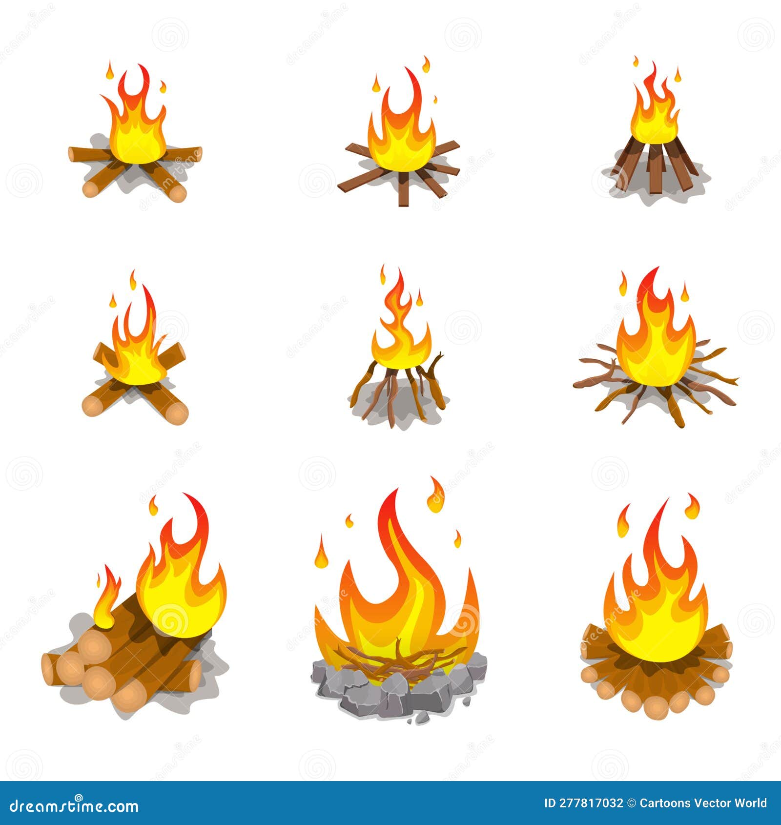 Bonefire Or Campfire. Orange Fire And Flame. Vector Illustration ...