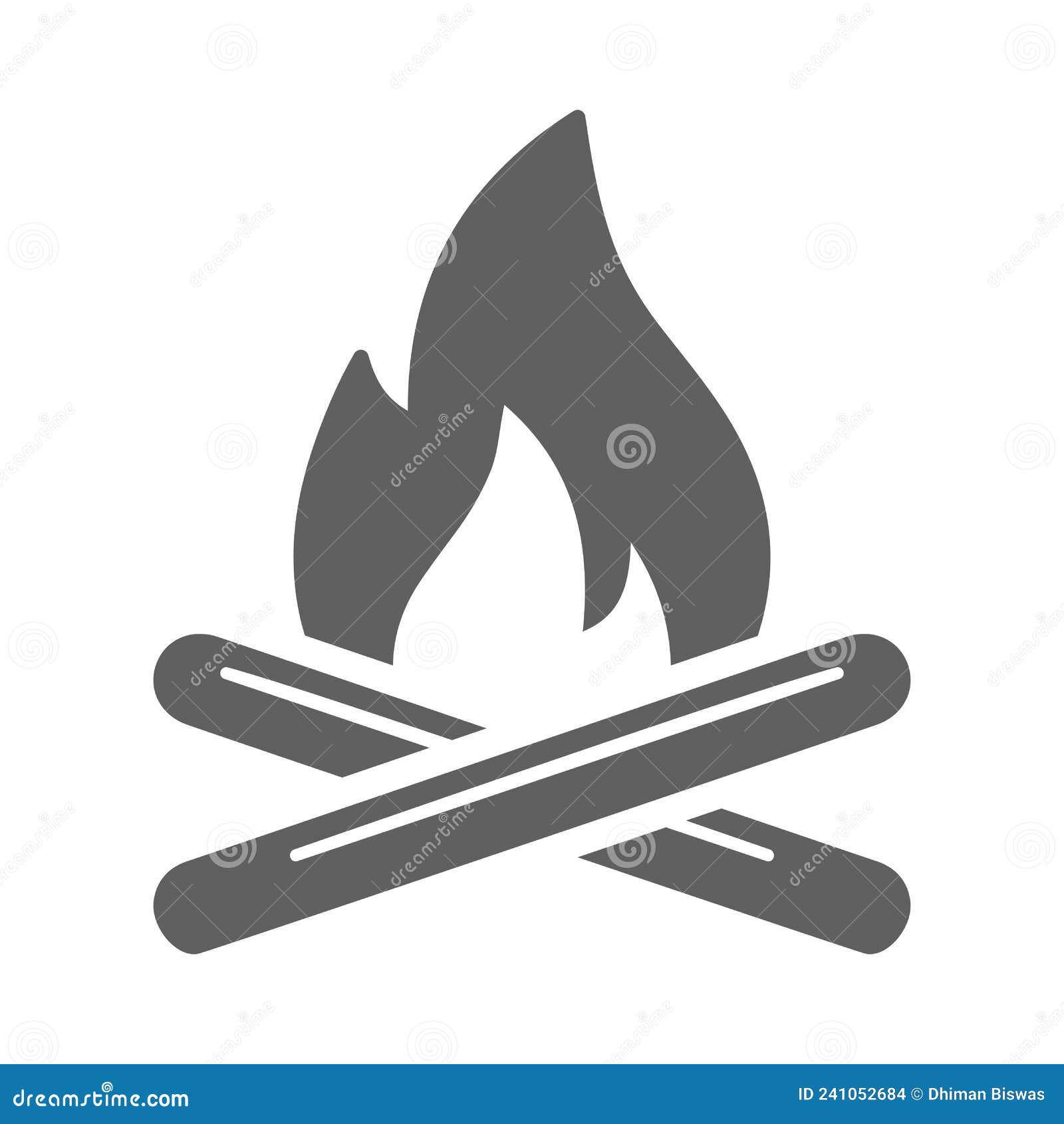 Bonefire, Fire Icon. Gray Vector Graphics Stock Illustration ...