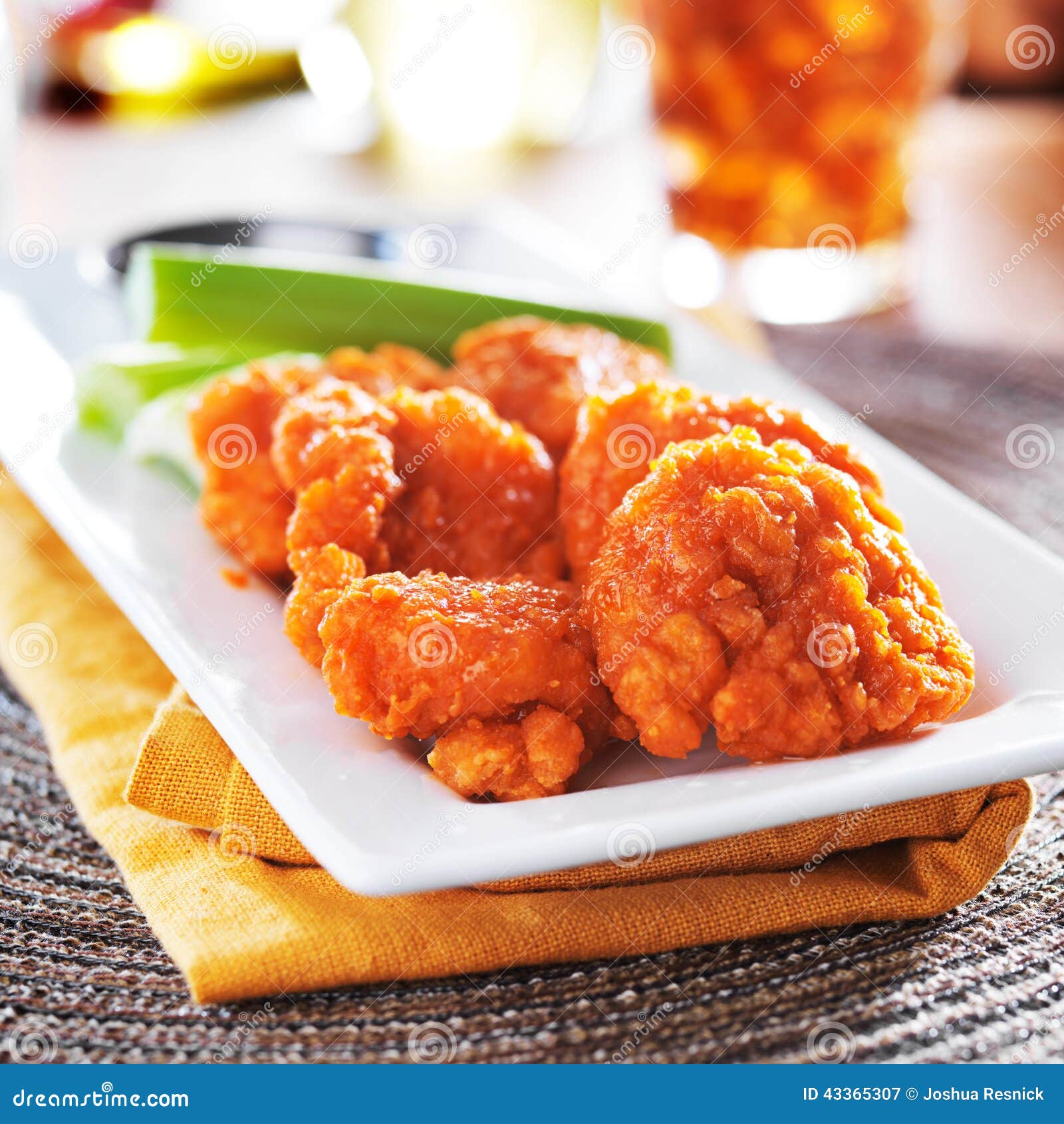Boneless Buffalo Chicken Wings with Celery and Ranch Stock Image ...