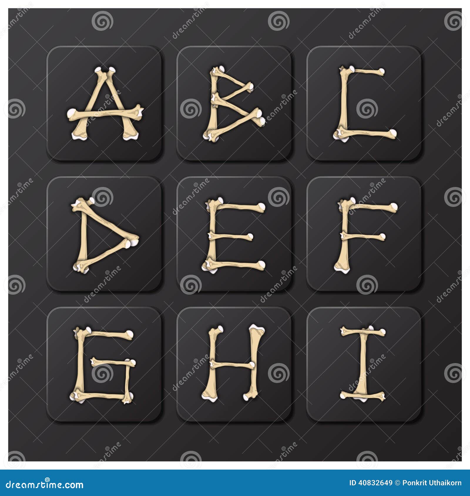 Bones Alphabets Set 1 stock vector. Illustration of bone - 40832649