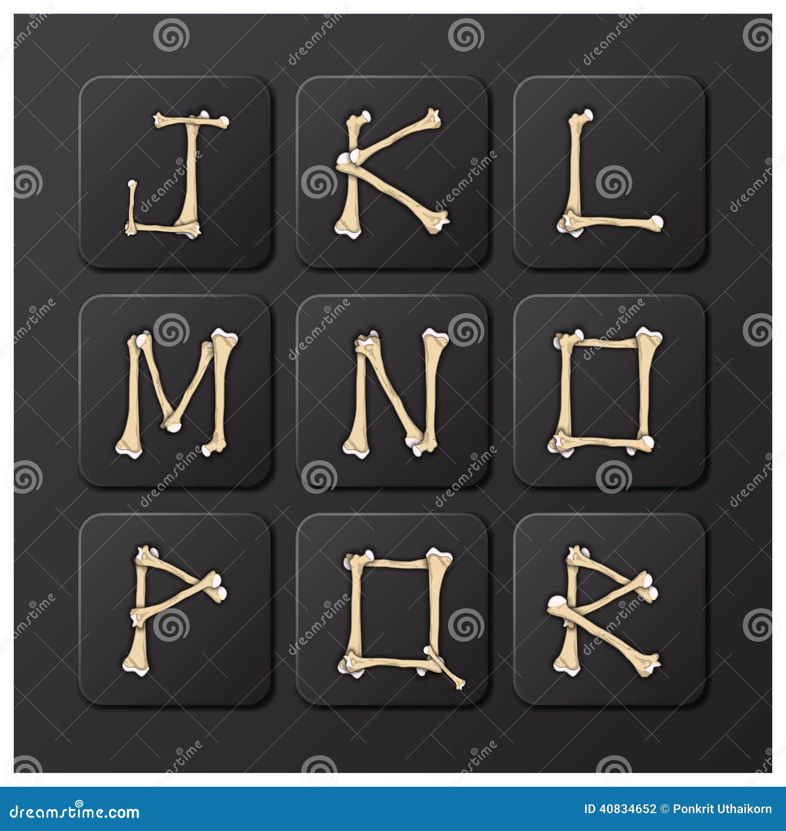 Bones Alphabets Set 1 Cartoon Vector | CartoonDealer.com #40832649