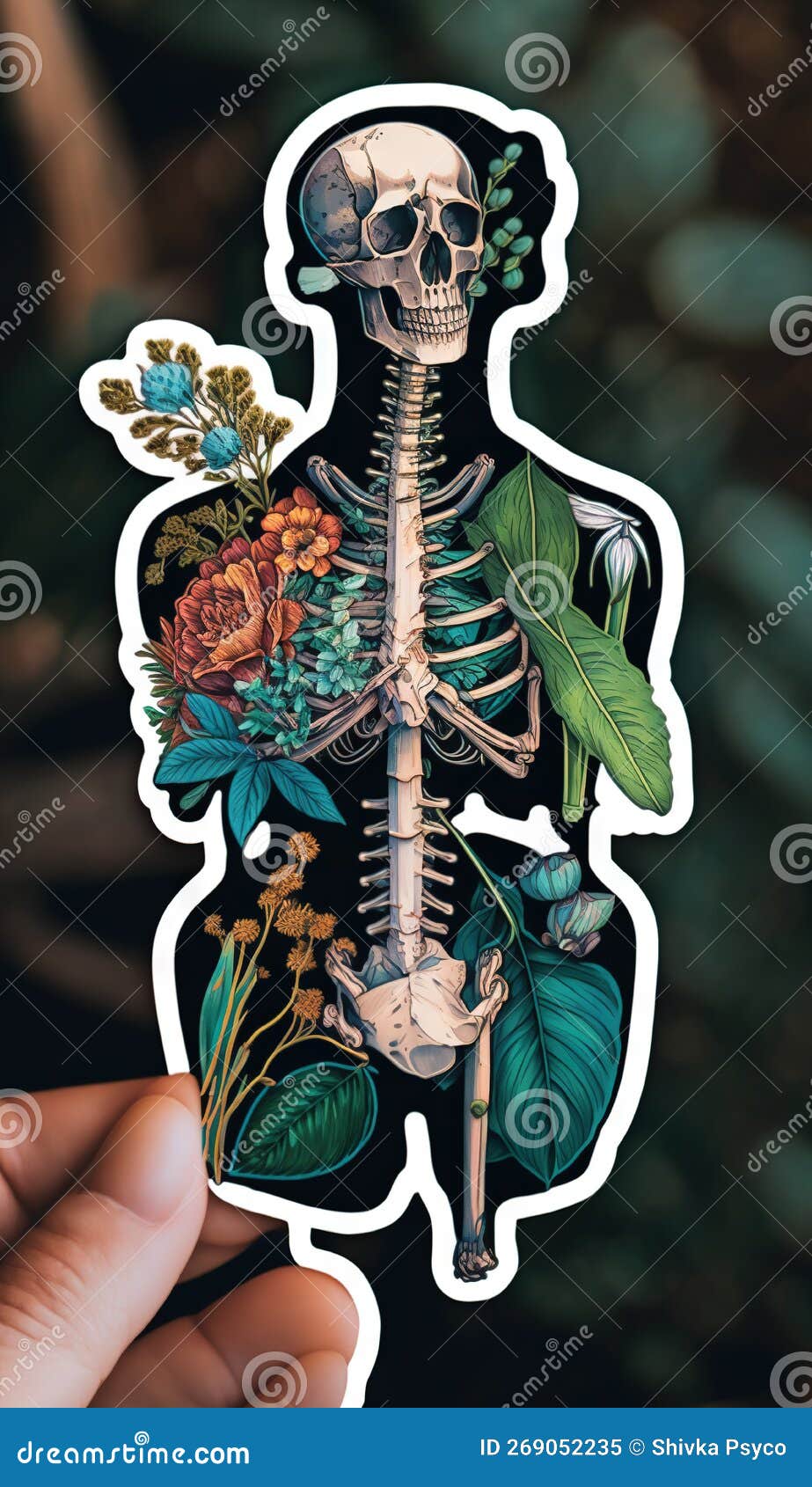 Bones and Botany Sticker Generative AI Stock Illustration ...
