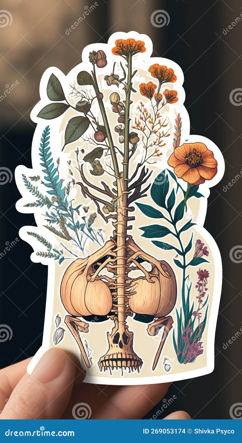 Bones and Botany Sticker Generative AI Stock Photo - Image of design ...