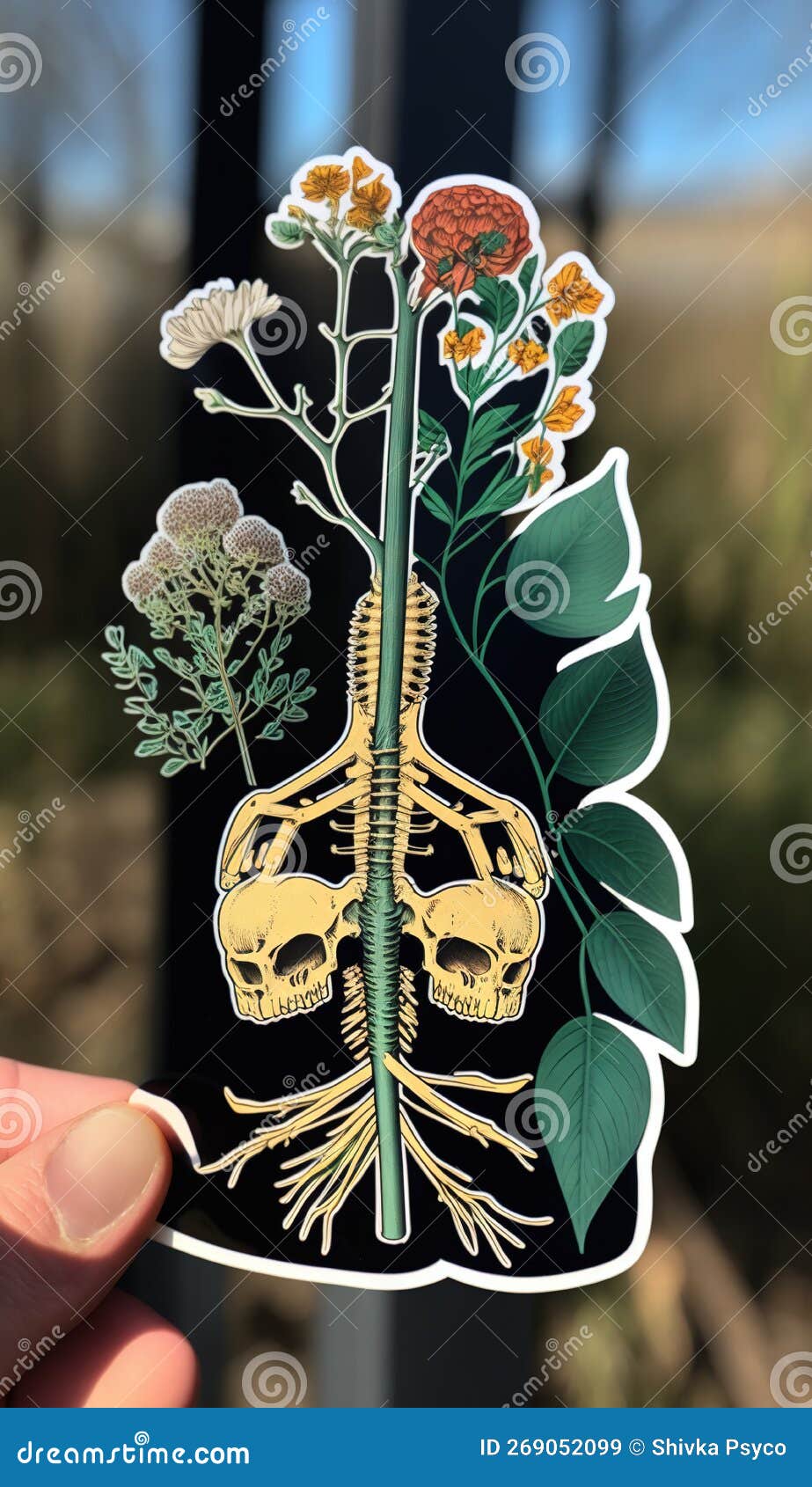 Bones and Botany Sticker Generative AI Stock Illustration ...
