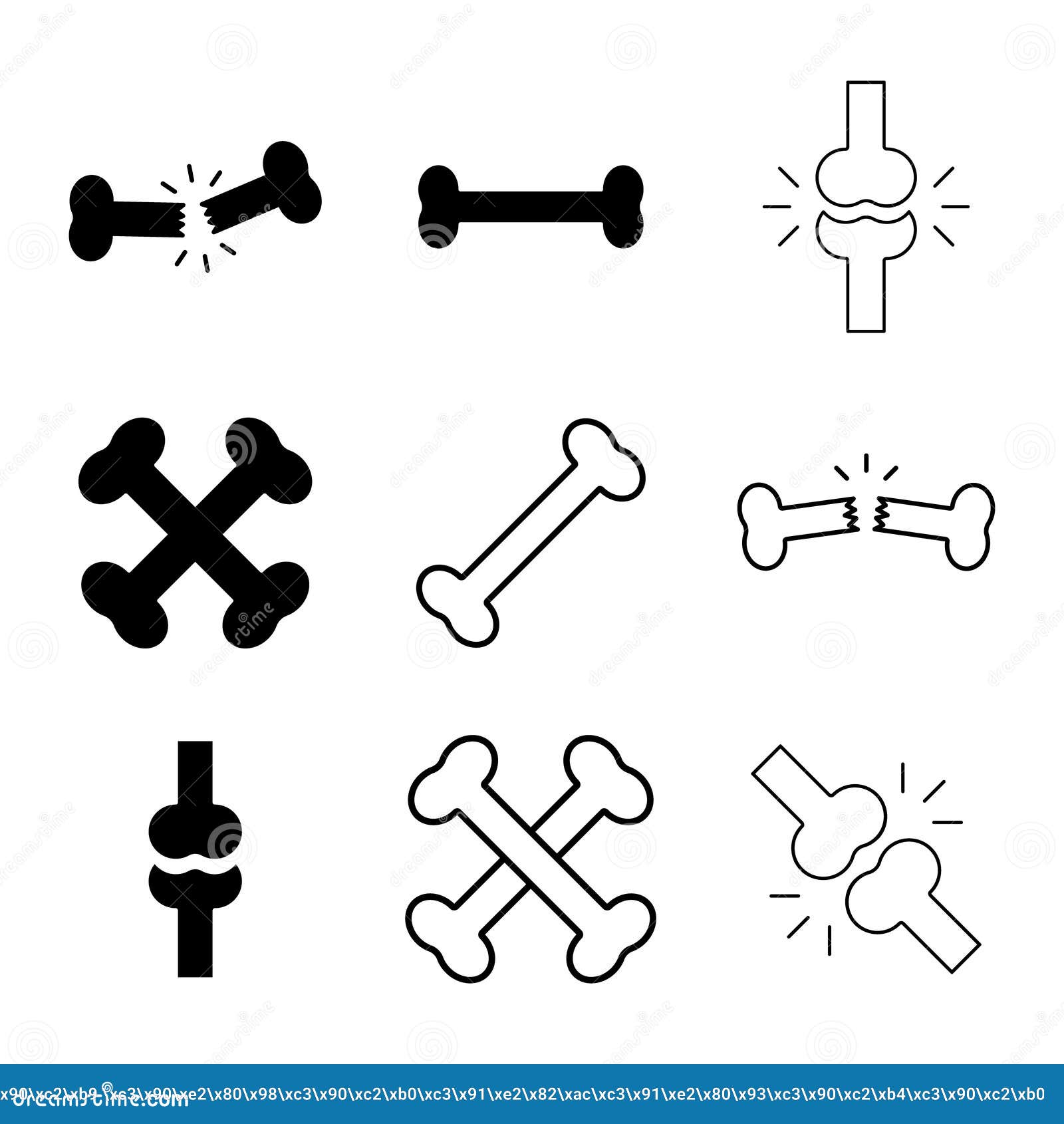 Bones Collection. Bone Icon Set Stock Vector - Illustration of ...