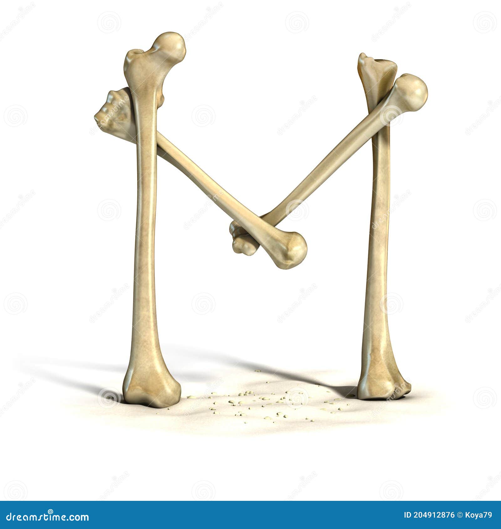Bones 3d font letter M stock illustration. Illustration of icon - 204912876