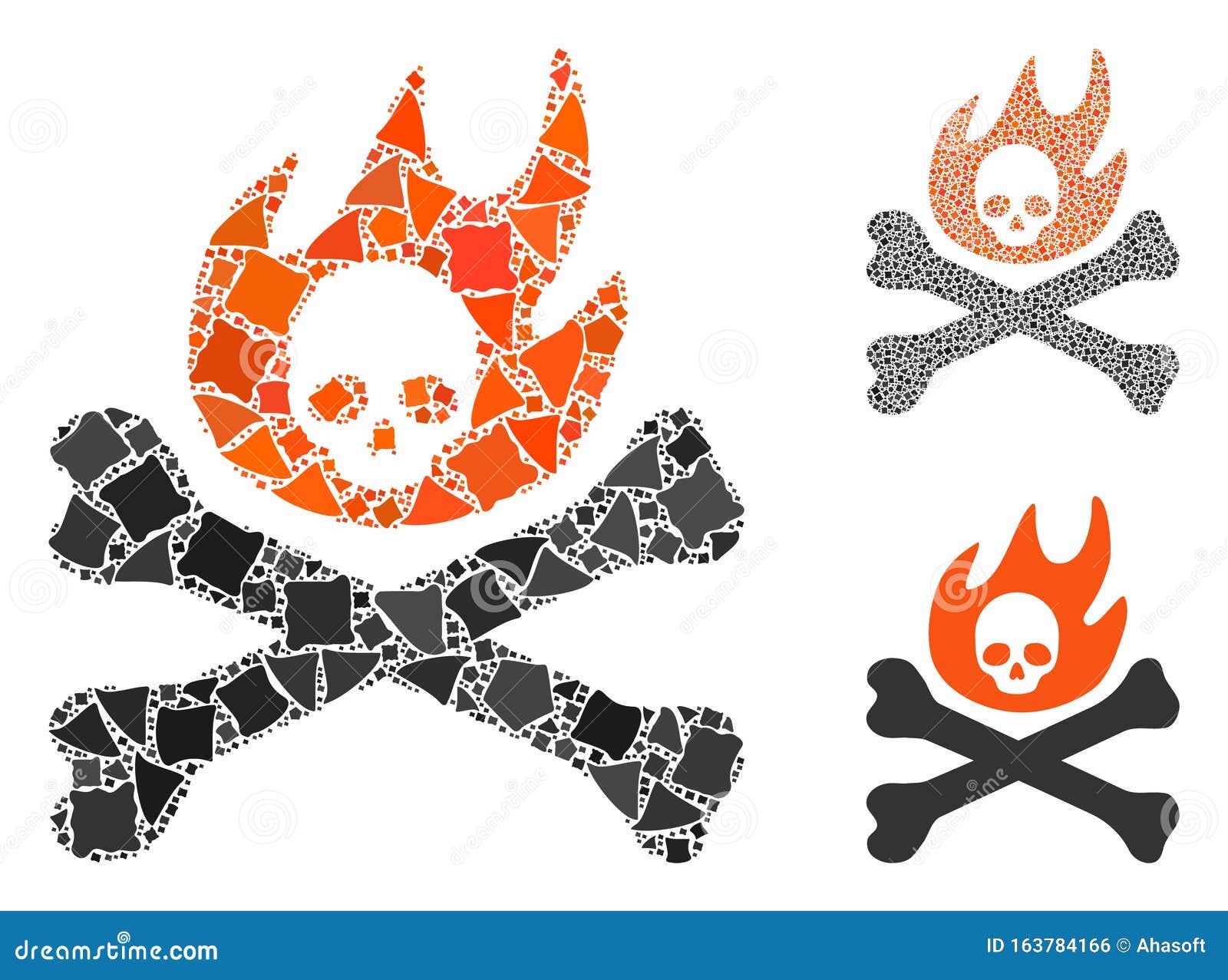 Bones Fire Mosaic Icon of Unequal Pieces Stock Illustration ...