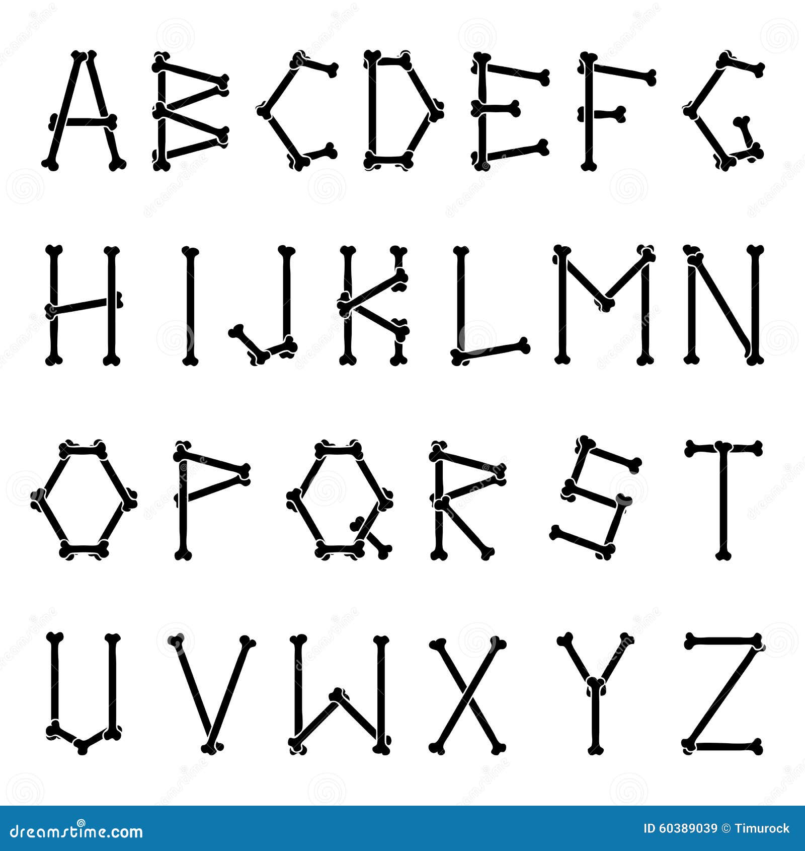 Bones Font stock vector. Illustration of design, vector - 60389039