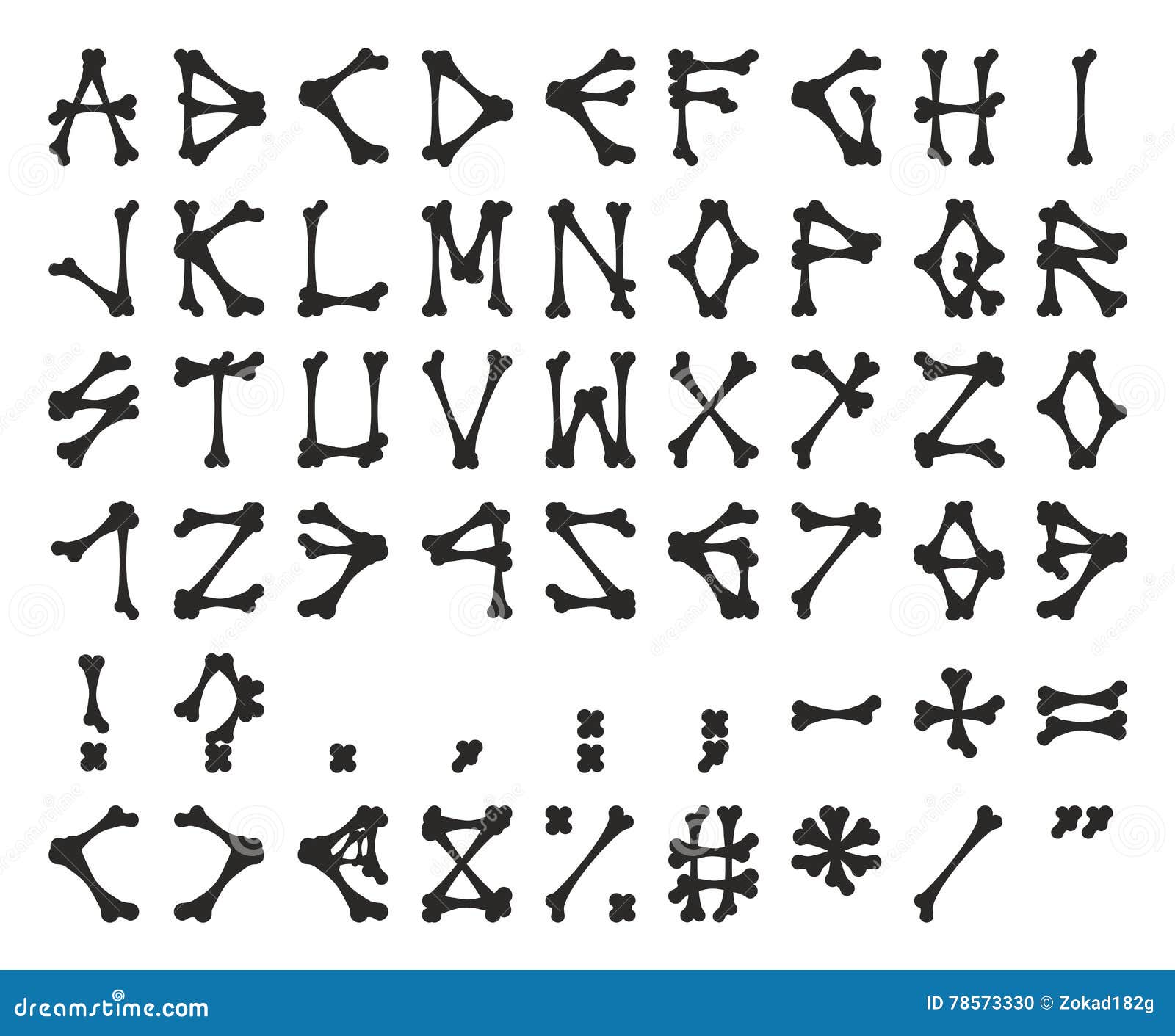 Bones Font stock vector. Illustration of school, sans - 78573330
