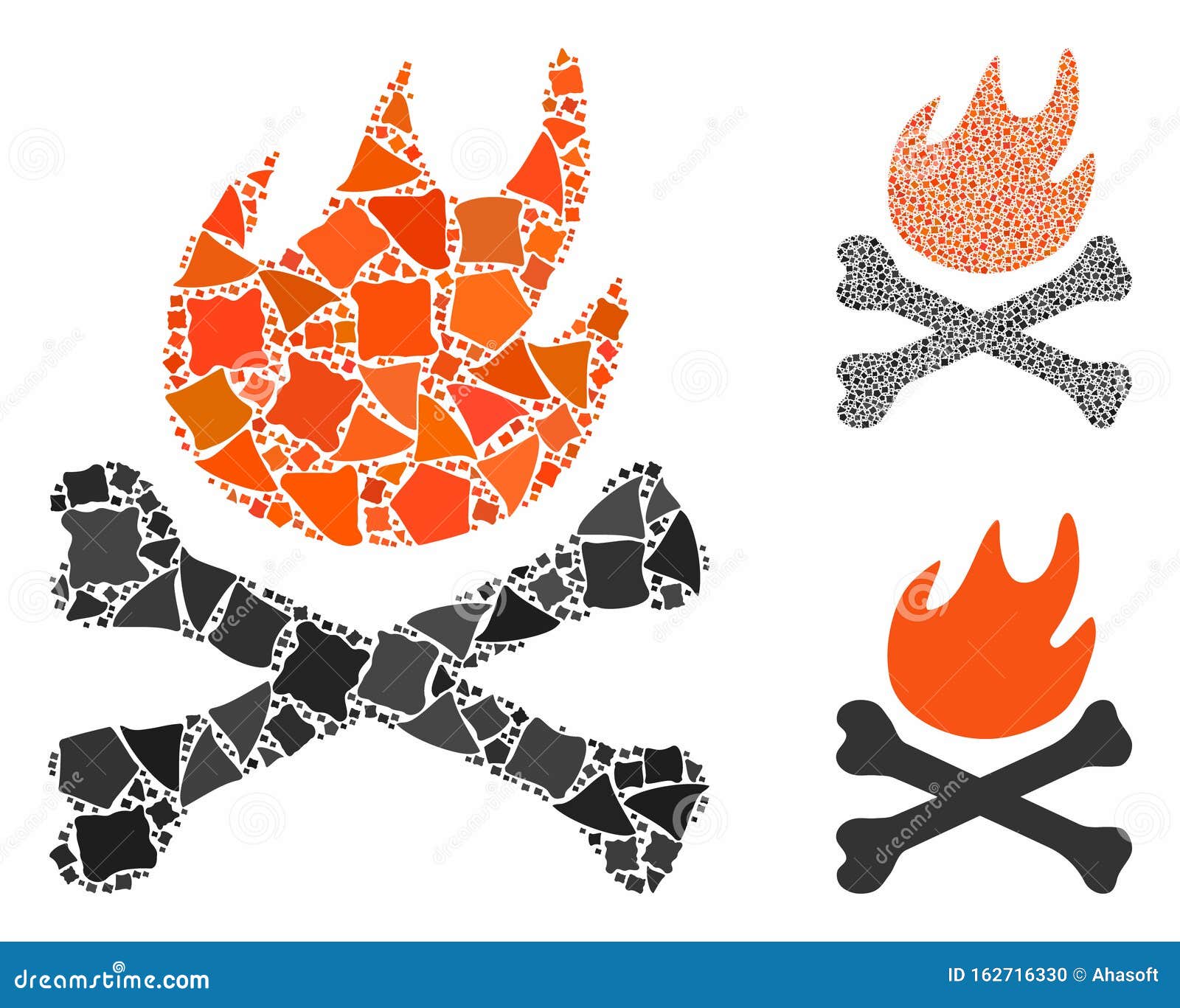 Bones Hell Fire Composition Icon of Tremulant Parts Stock Illustration ...