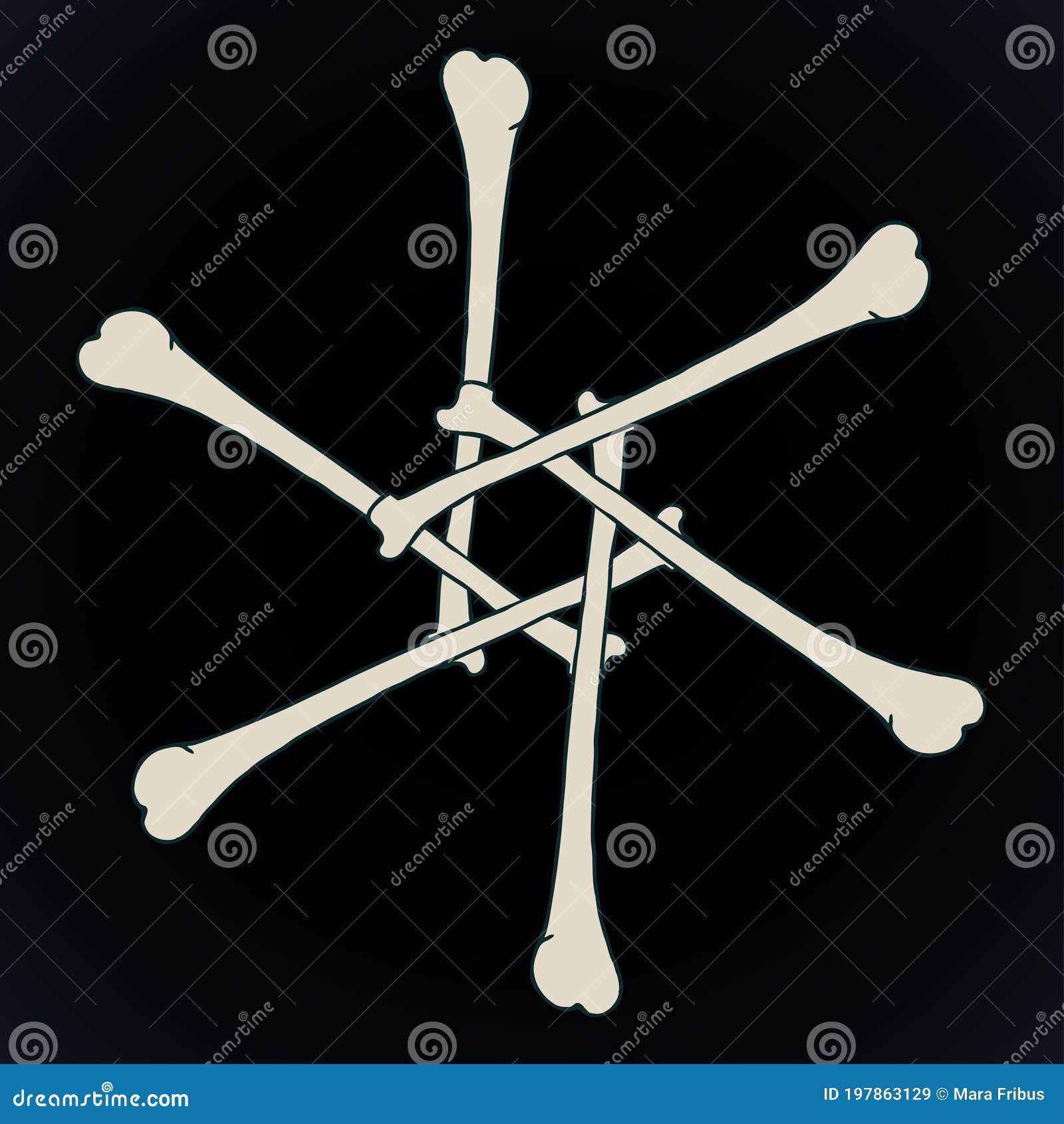 Bones jolly snowlake stock vector. Illustration of bone - 197863129