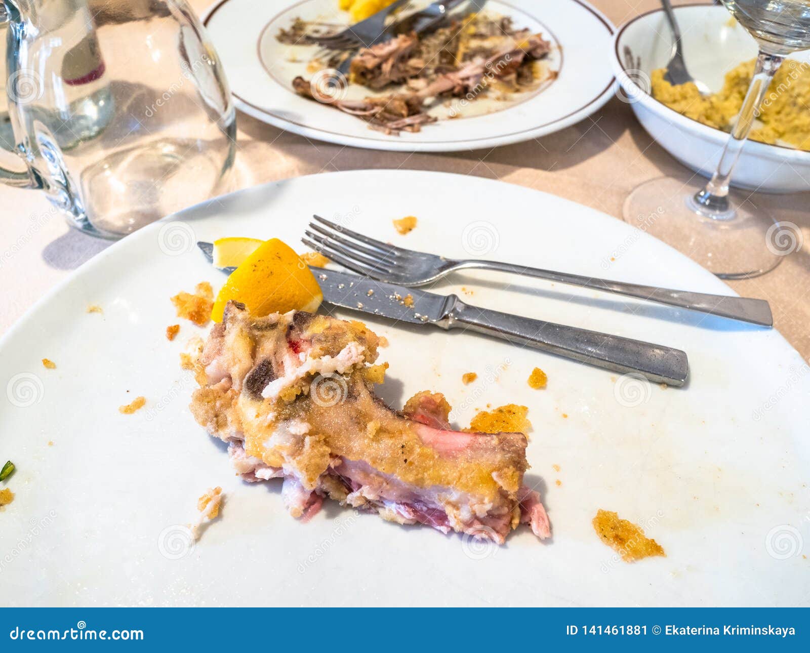 Bones and Leftovers after Finished Eating Stock Image - Image of ...