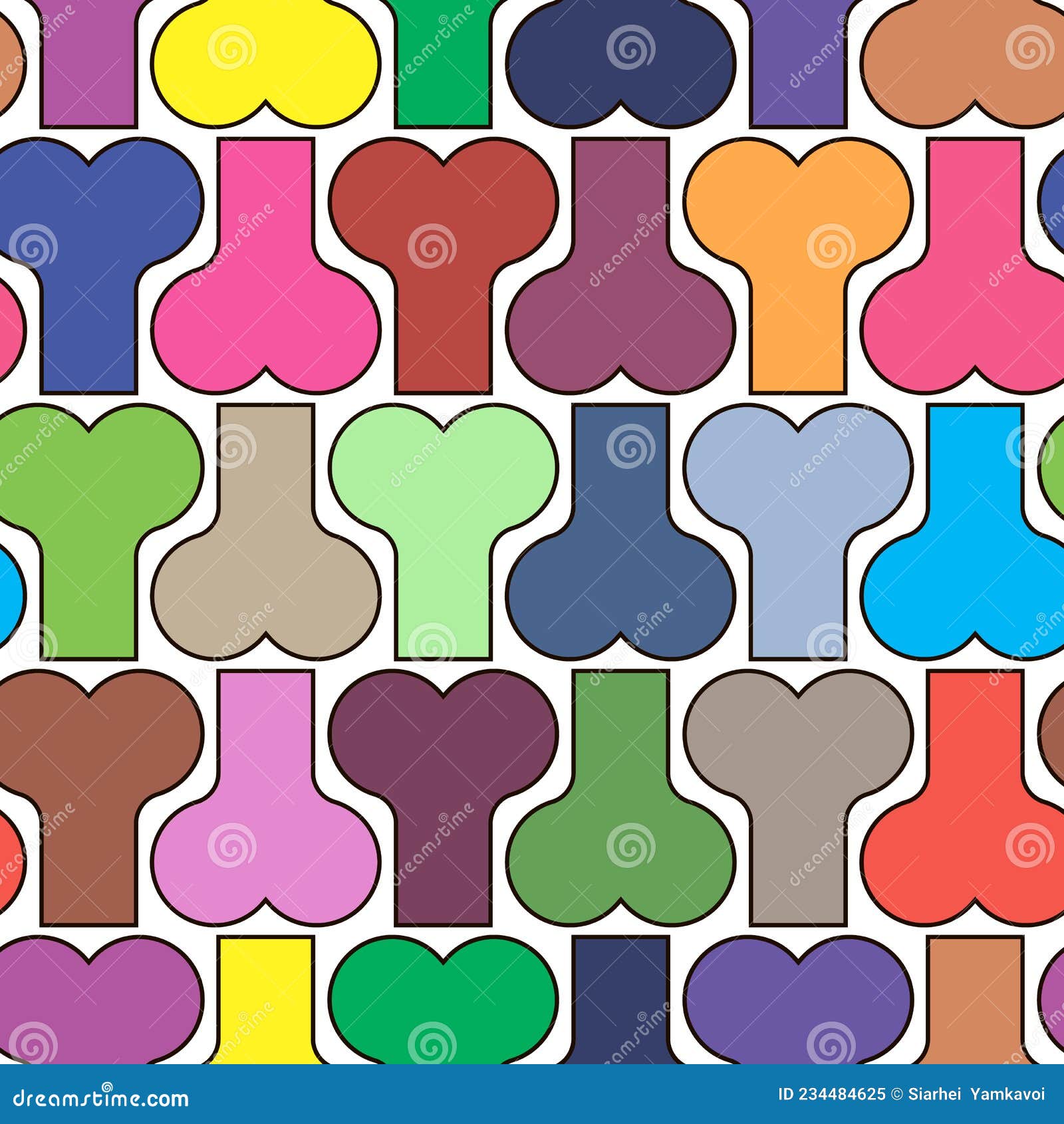 Bones Seamless Repeating Colored Pattern on White Background. Editable ...