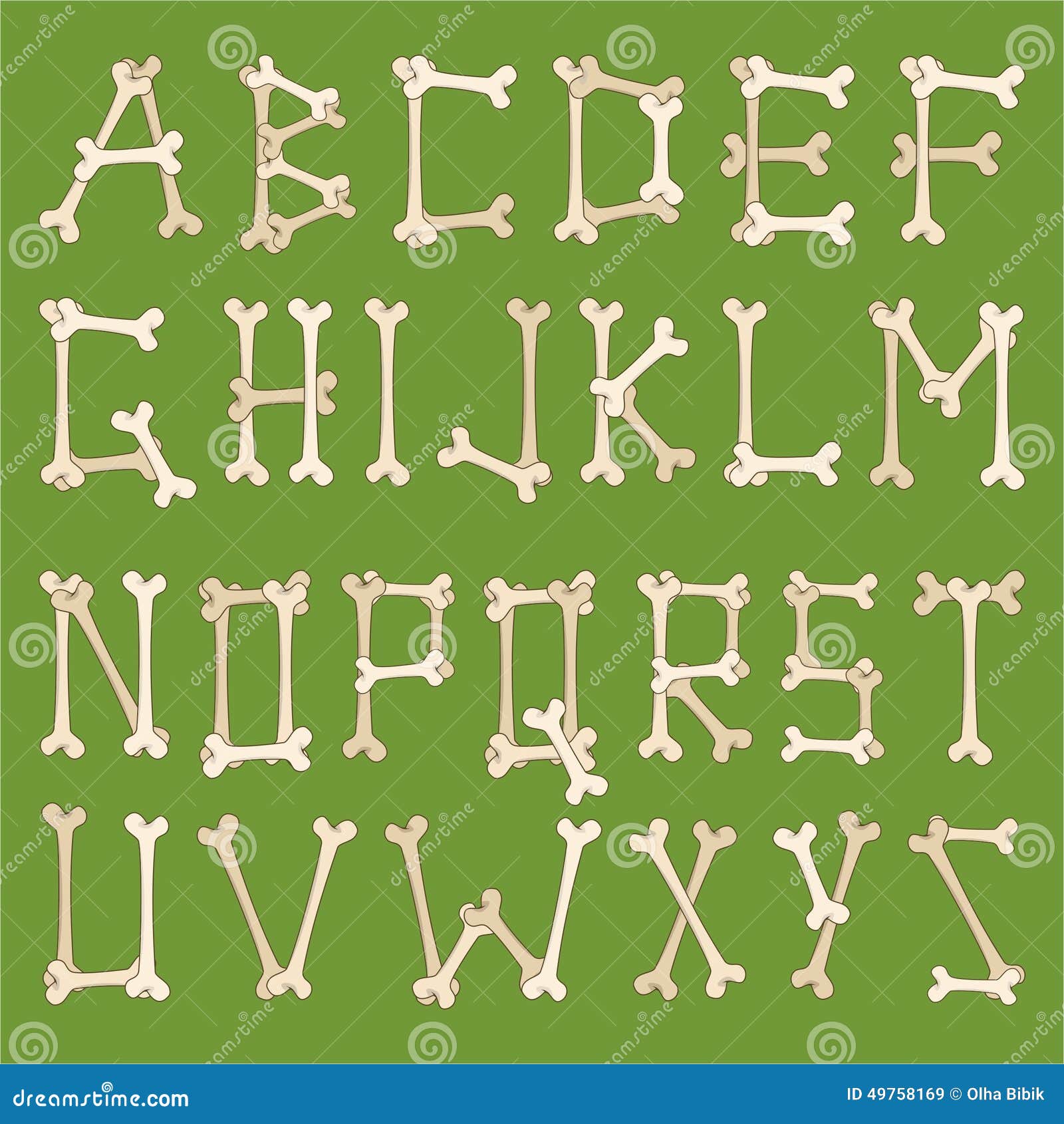 Bones Vector Letters stock vector. Illustration of anatomy - 49758169