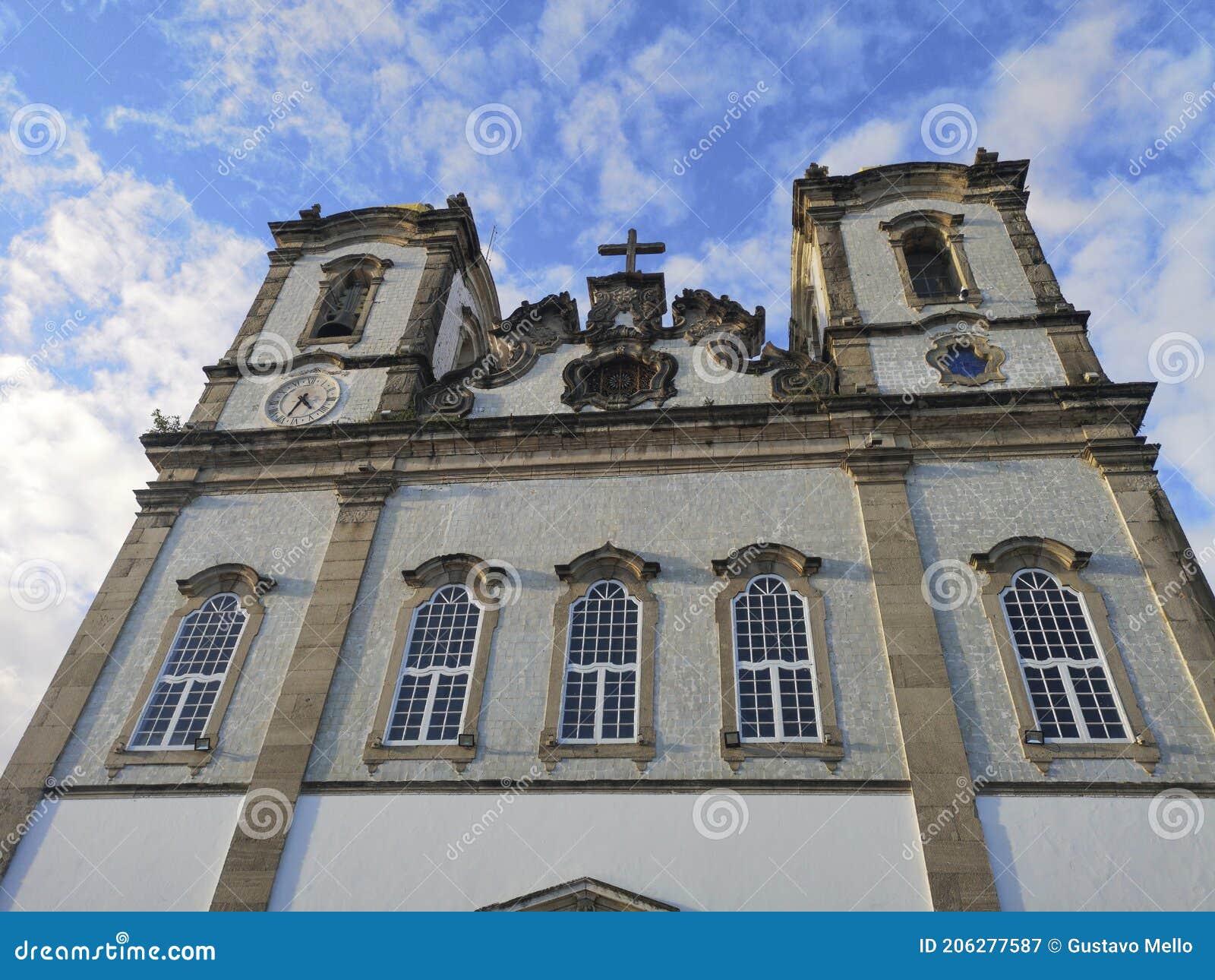Bonfim Church Facade with Colored Ribbons on the Grid Stock Image ...