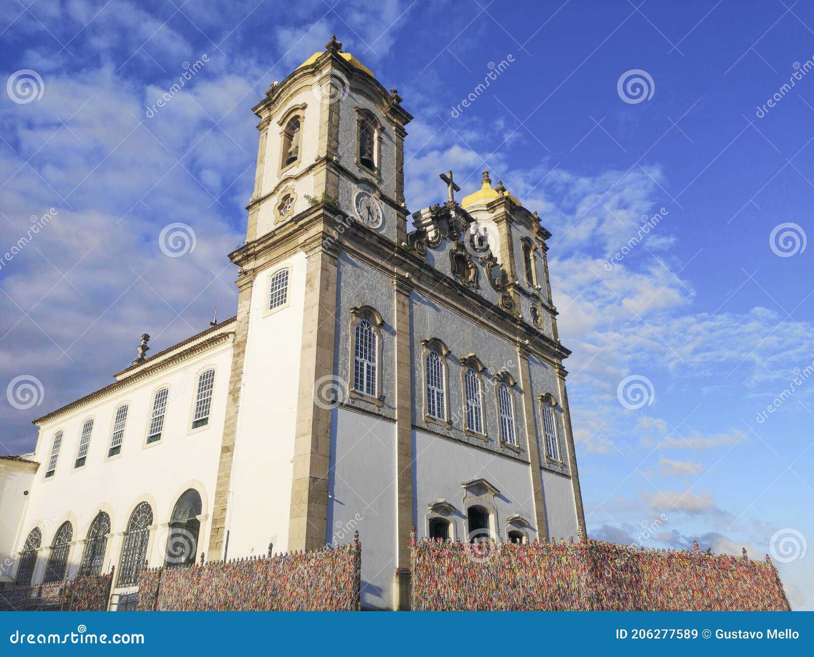 Bonfim Church Facade with Colored Ribbons on the Grid Stock Image ...