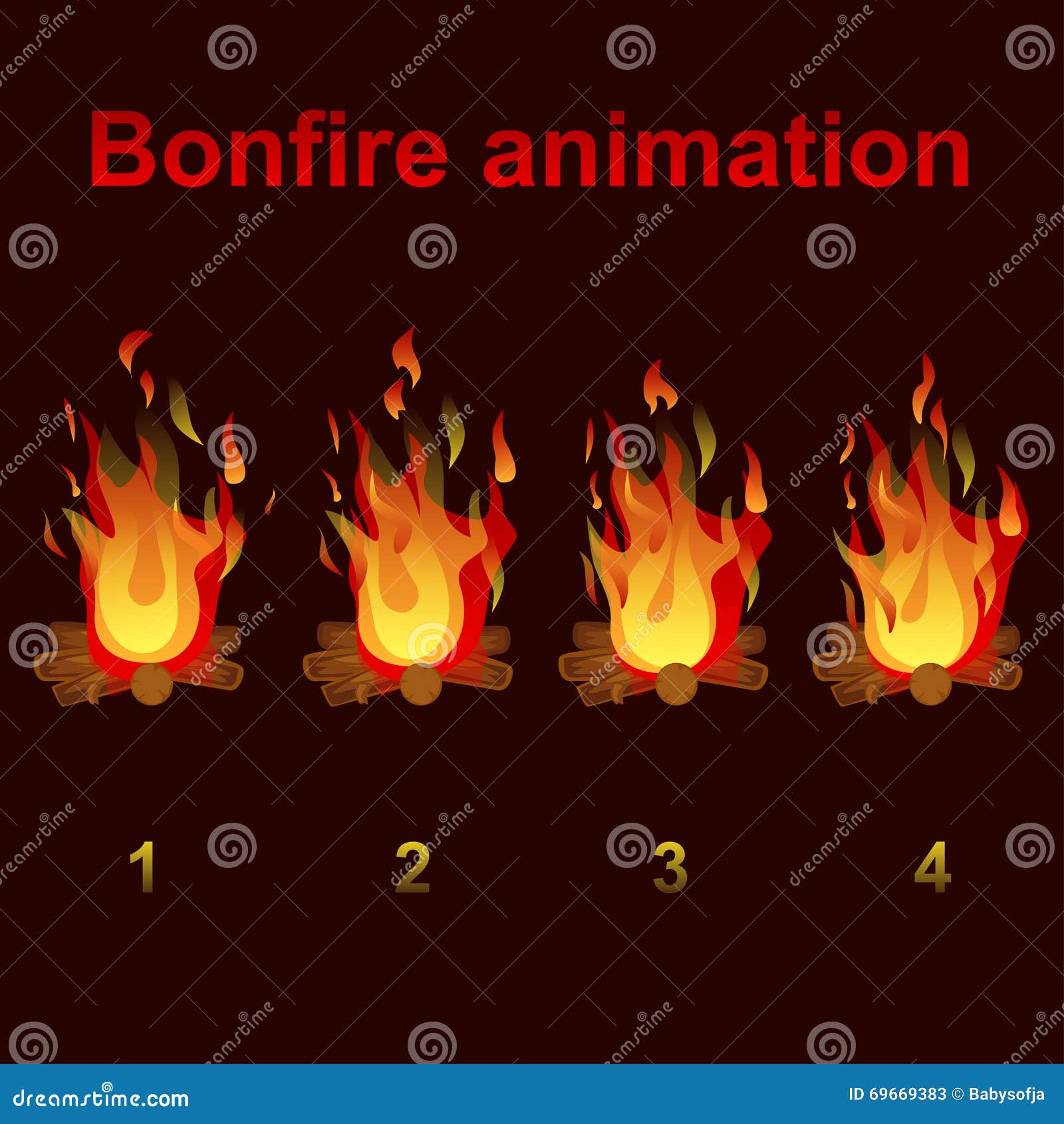 Bonfire Animation Sprites, for Game Design Stock Vector - Illustration ...