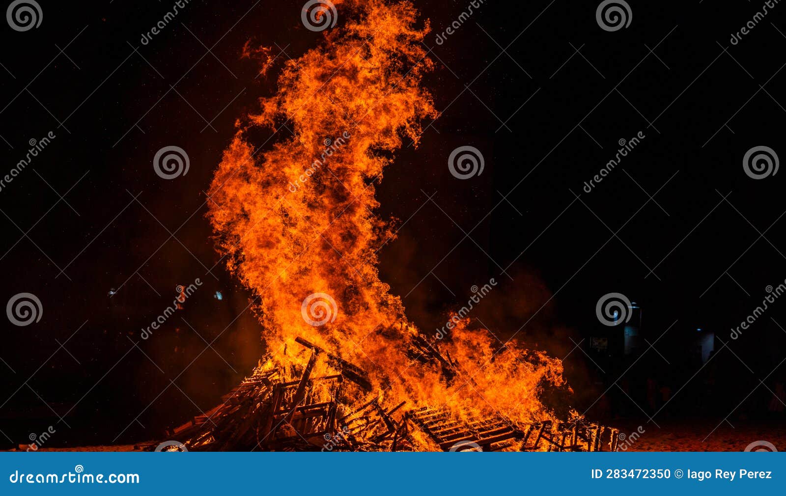 Bonfire on the Beach at Night on a Tribal Celebration Stock Photo ...