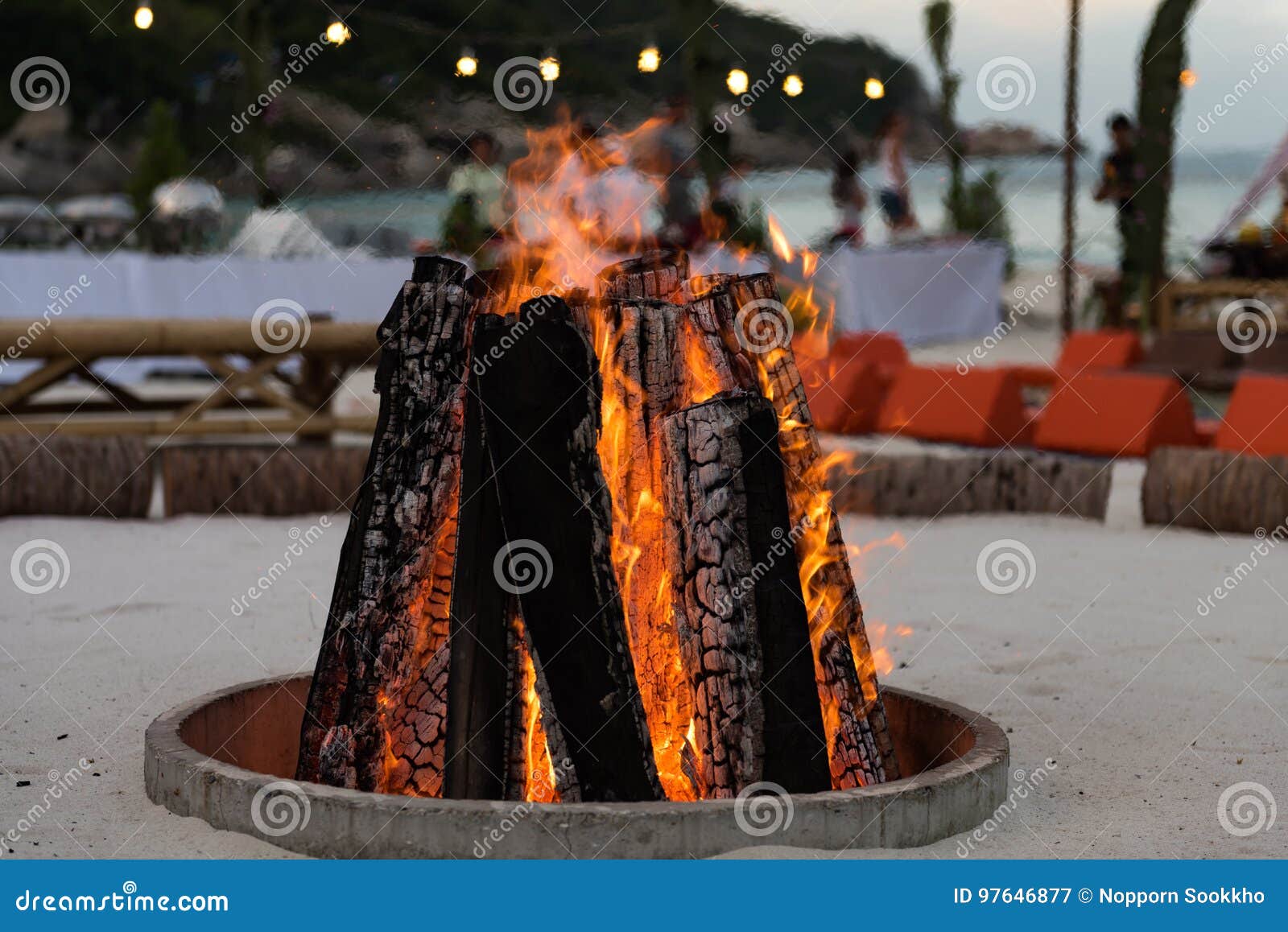 Bonfire for beach party stock image. Image of celebration - 97646877