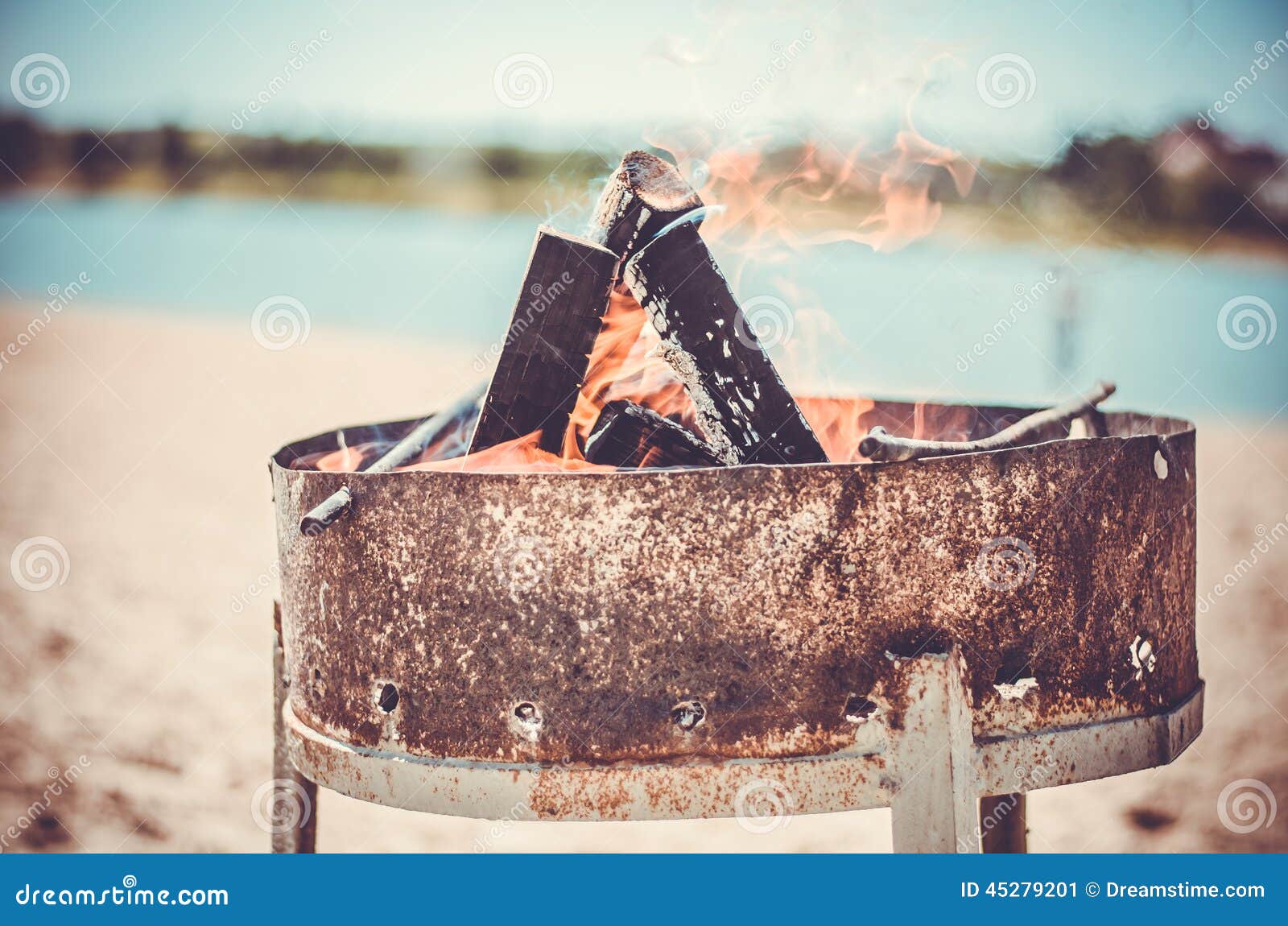 Bonfire on the beach photo stock image. Image of bonfire - 45279201