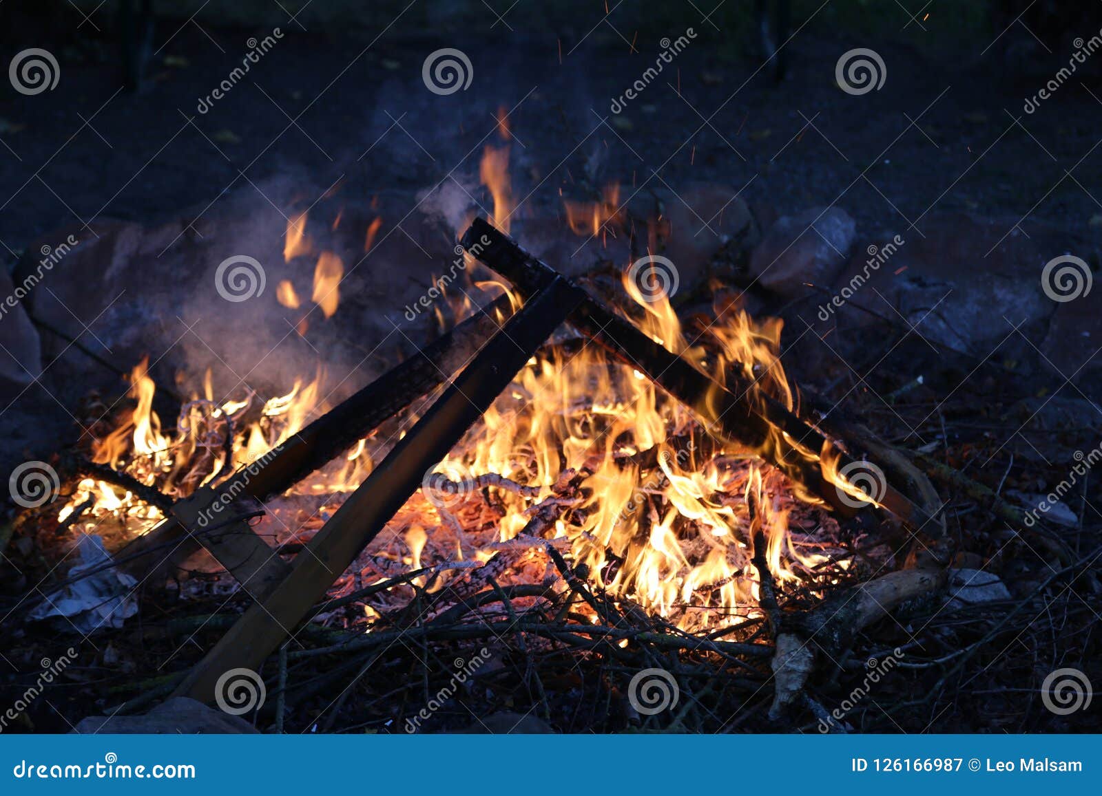 The Bonfire on a Summer Night Stock Image - Image of energy, yellow ...