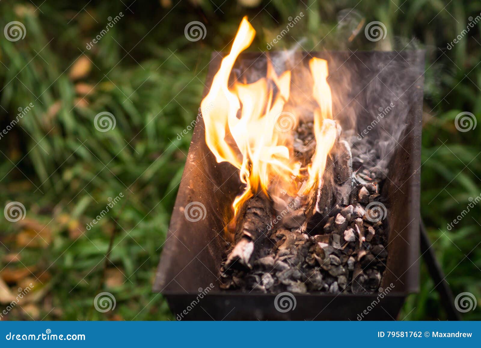 Bonfire in brazier stock photo. Image of warm, bright - 79581762