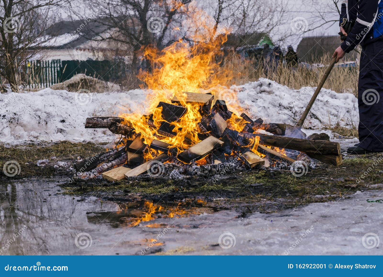 Bonfire Burning Campfire for the Spring Festival Stock Image - Image of ...