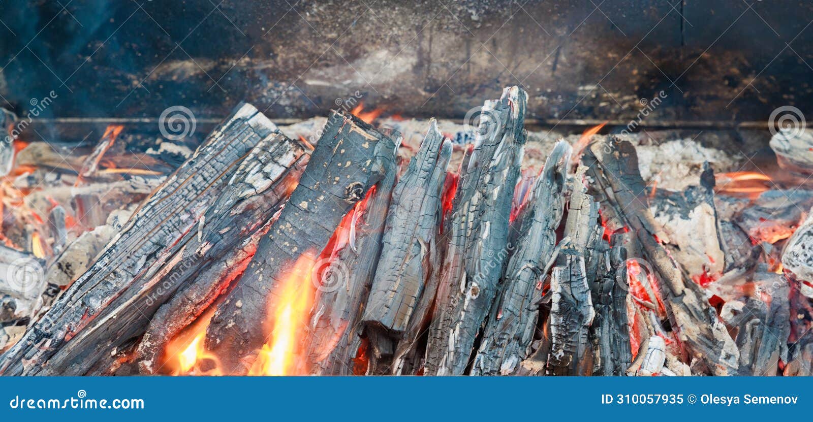 Bonfire of Burning Logs with Flames of Red and Orange Color. Stock ...