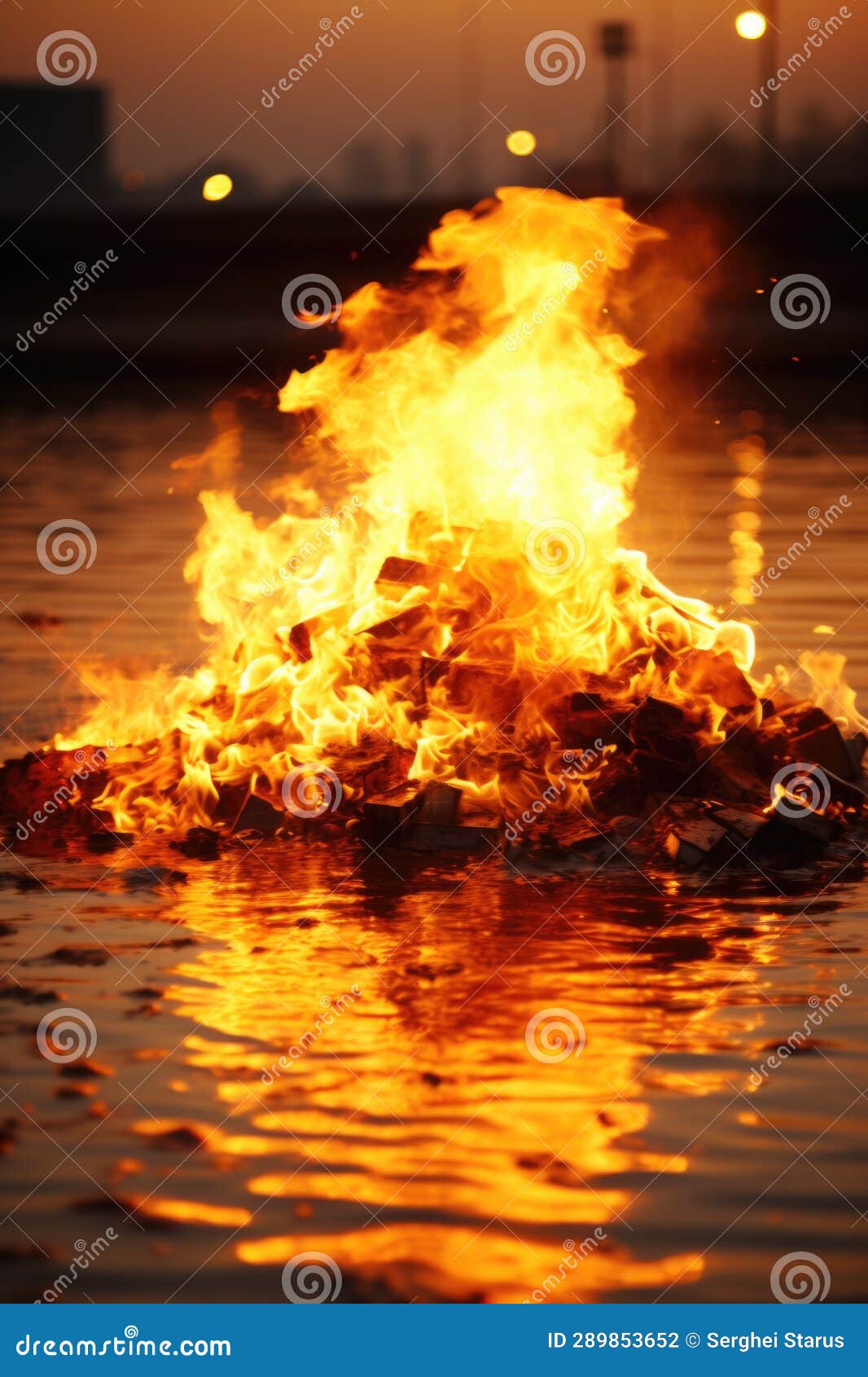 A Bonfire is Burning in the Water, AI Stock Photo - Image of phenomenon ...