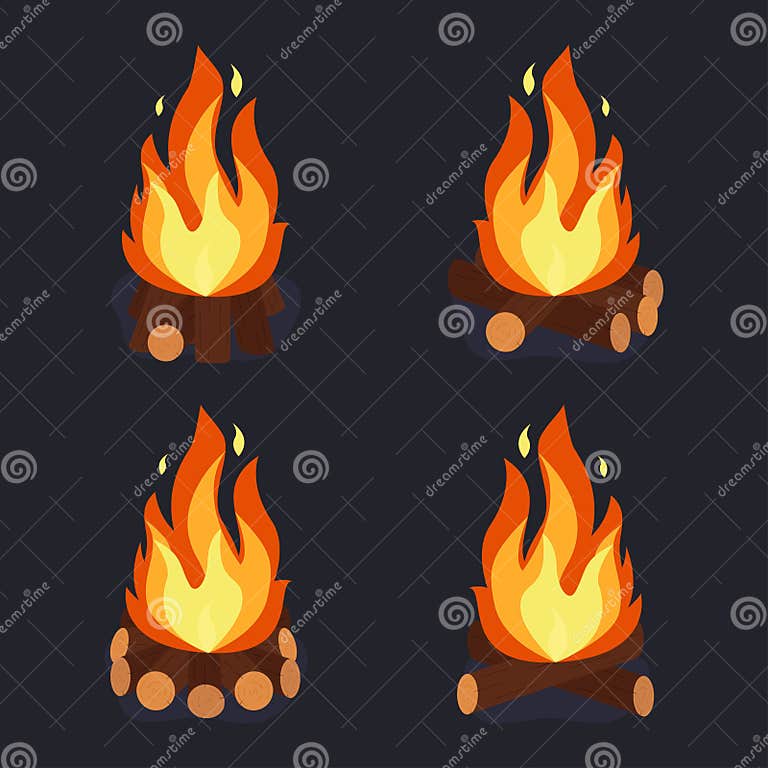 Bonfire And Burning Woodpile Stock Vector Illustration Of Burn Icon
