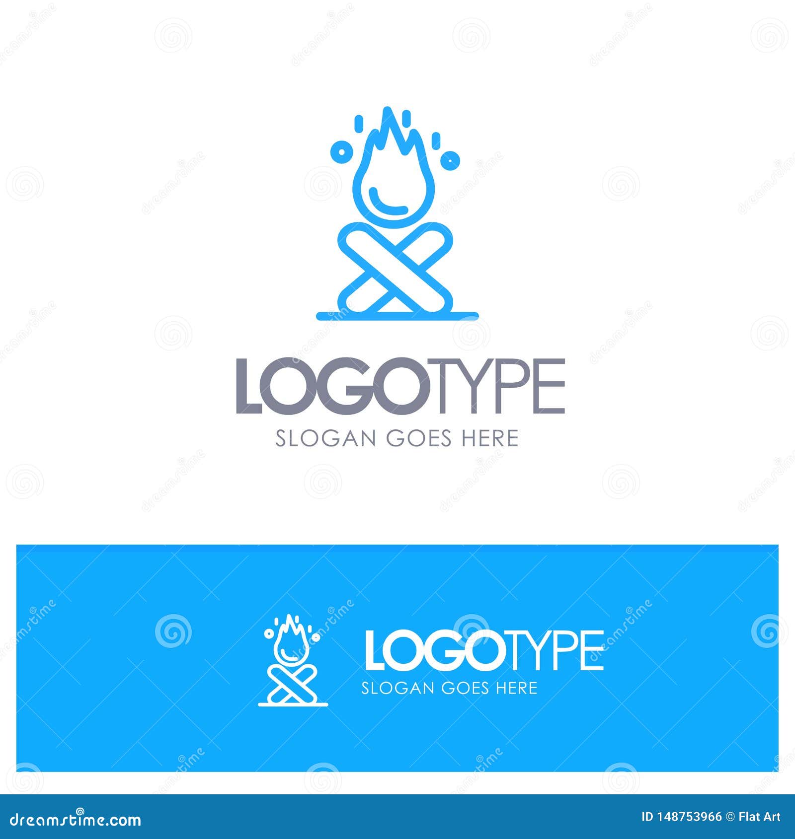 Bonfire, Campfire, Camping, Fire Blue Logo Line Style Stock Vector ...