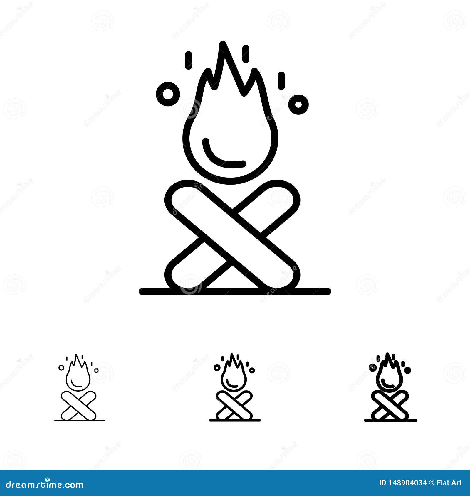 Bonfire Bold Black Silhouette Icon Isolated On White Background ...
