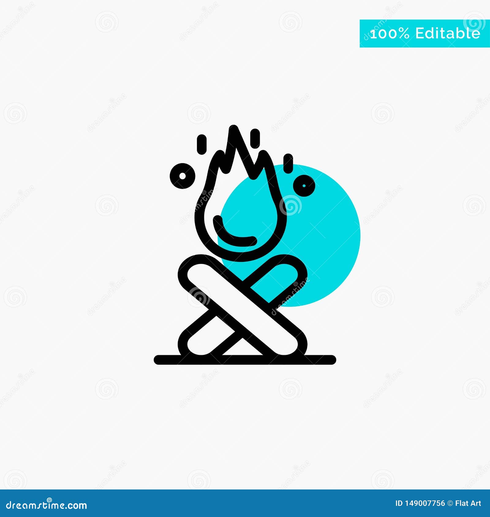 Bonfire, Campfire, Camping, Fire Turquoise Highlight Circle Point Vector Icon Stock Vector ...