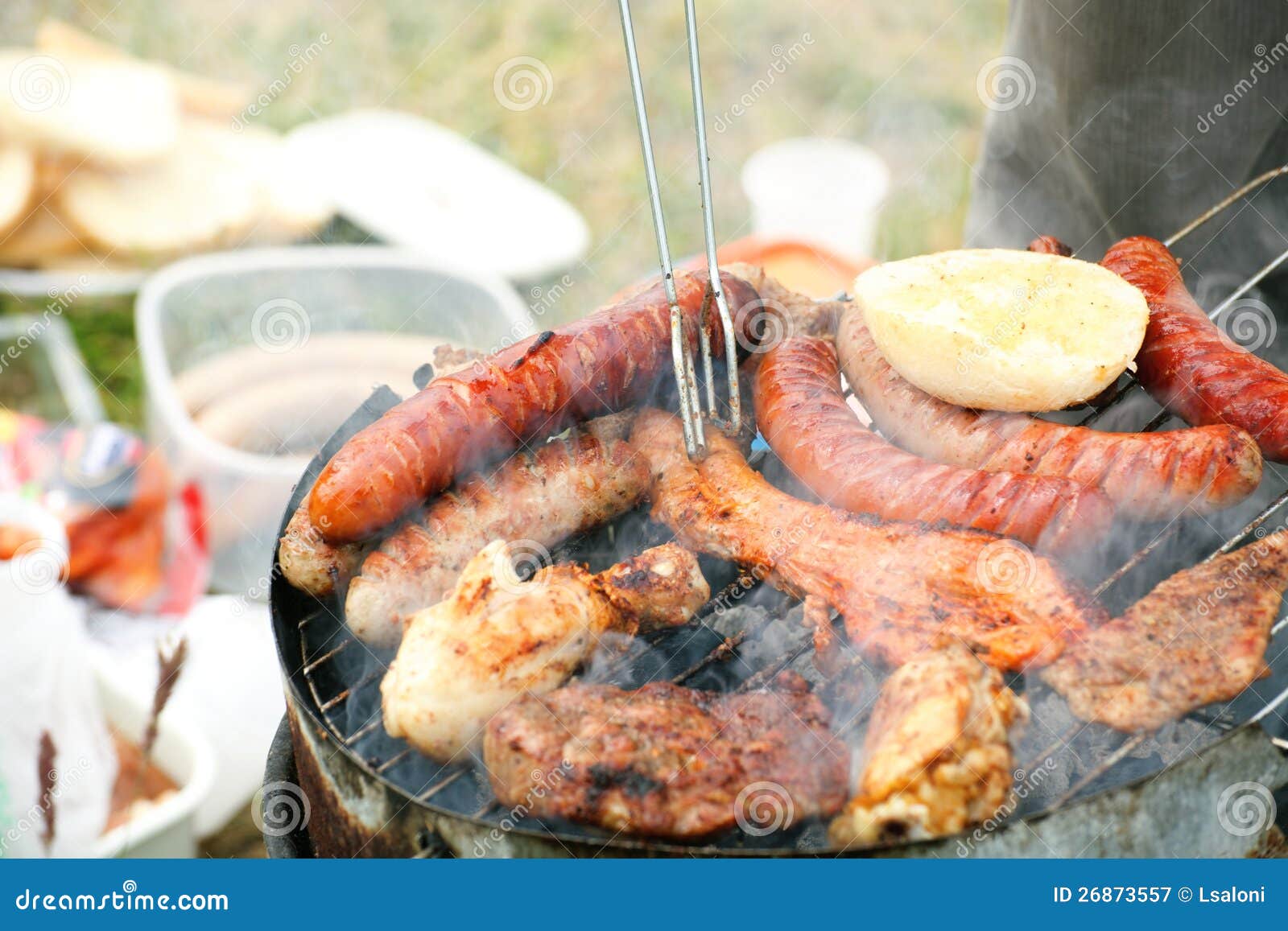 Bonfire Campfire Fire Flames Grilling Steak on the BBQ Stock Image ...