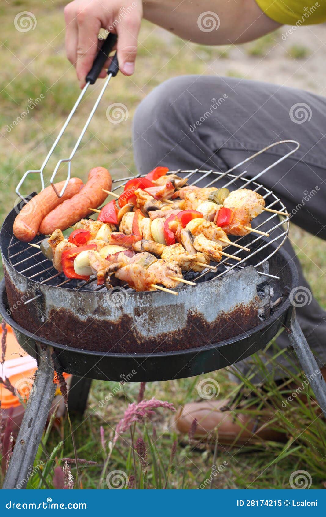 Bonfire Campfire Fire Flames Grilling Steak on the BBQ Stock Image ...